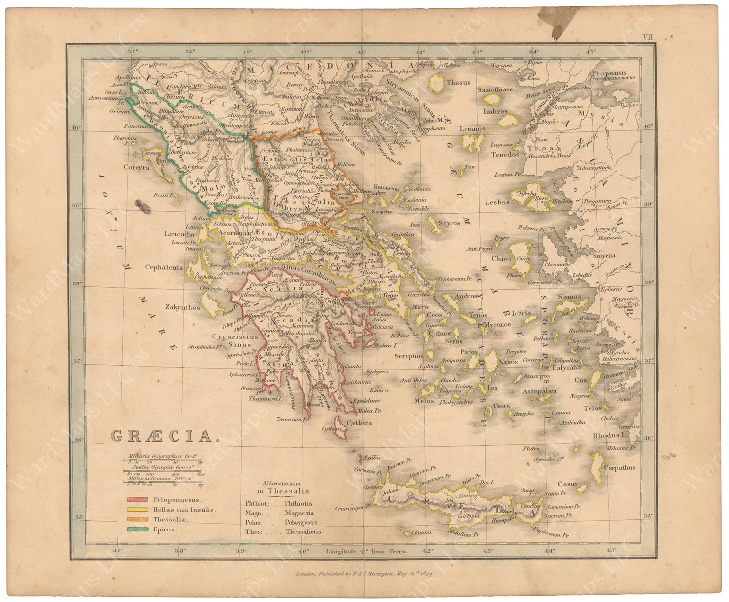 Classical Atlas 1849: Graecia – WardMaps LLC