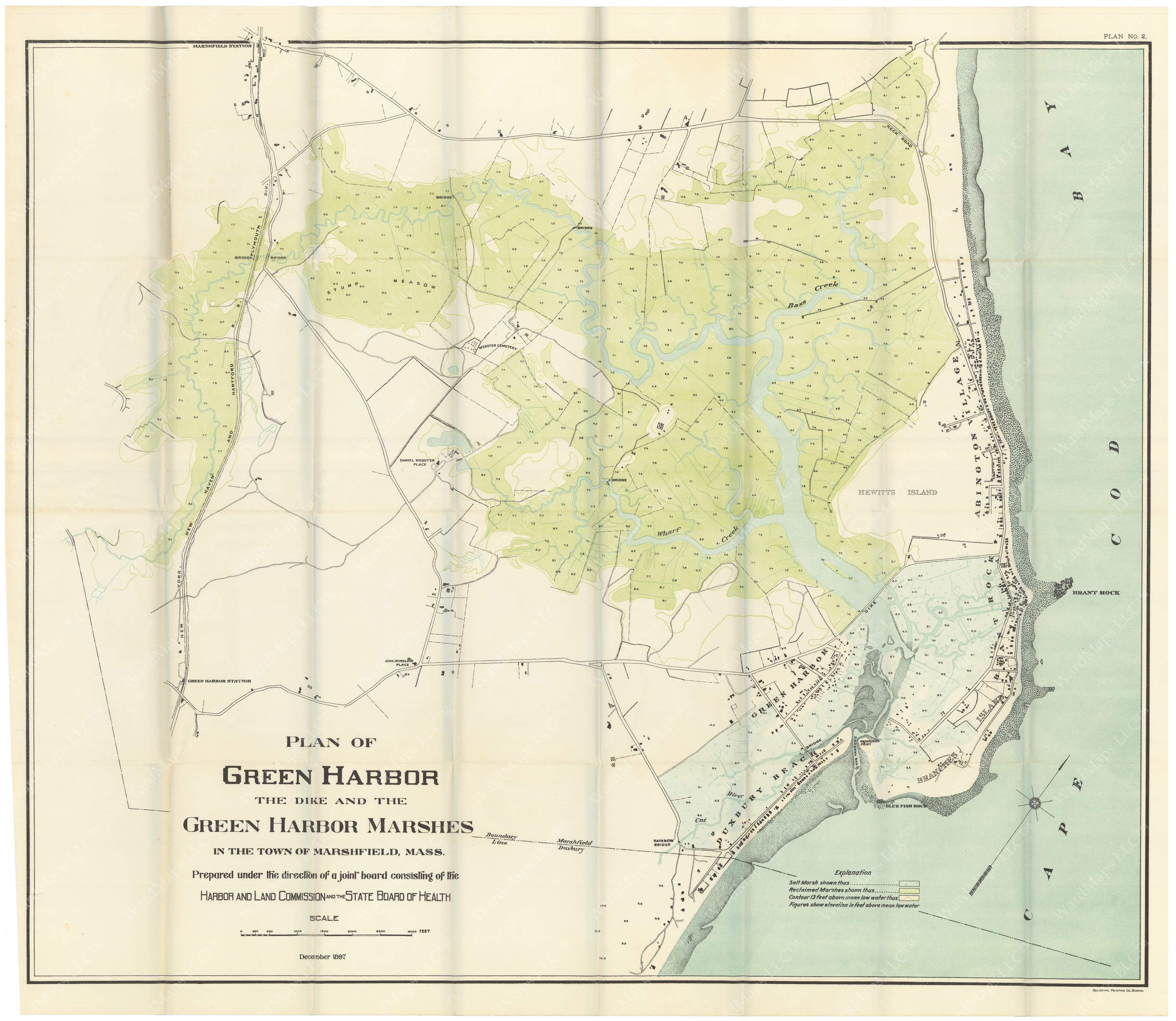Marshfield, Massachusetts: Green Harbor Marshes 1897 – WardMaps LLC