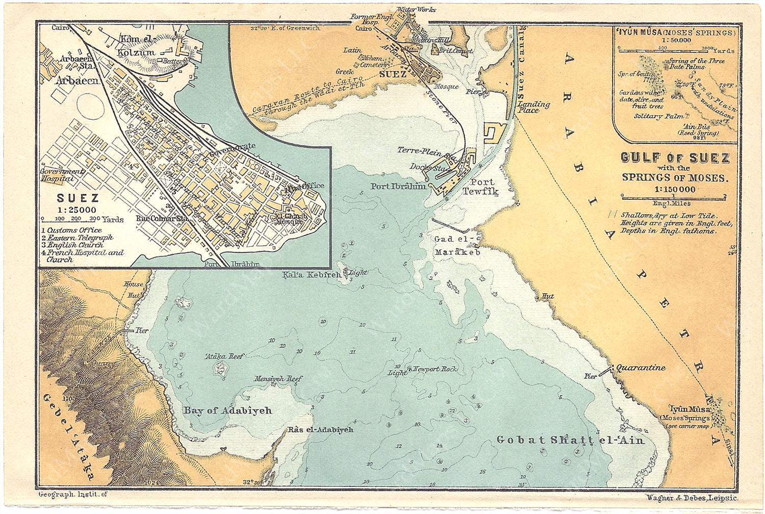 Suez and Gulf of Suez, Egypt 1914 – WardMaps LLC