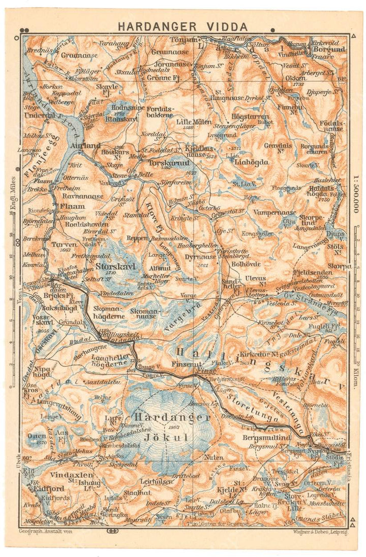 Hardanger Glacier Region, Norway 1912 – WardMaps LLC