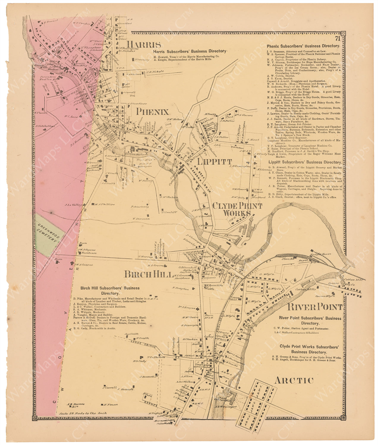 West Warwick, Rhode Island 1870: Northwest Part – WardMaps LLC
