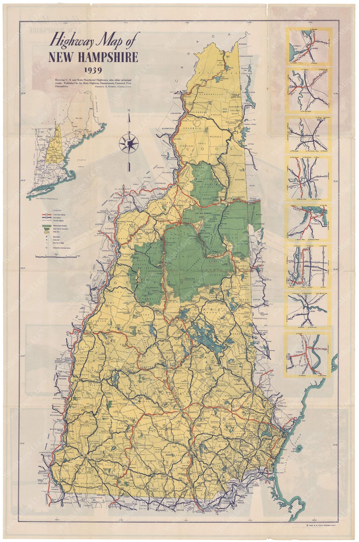 New Hampshire Highway Map 1939 – WardMaps LLC