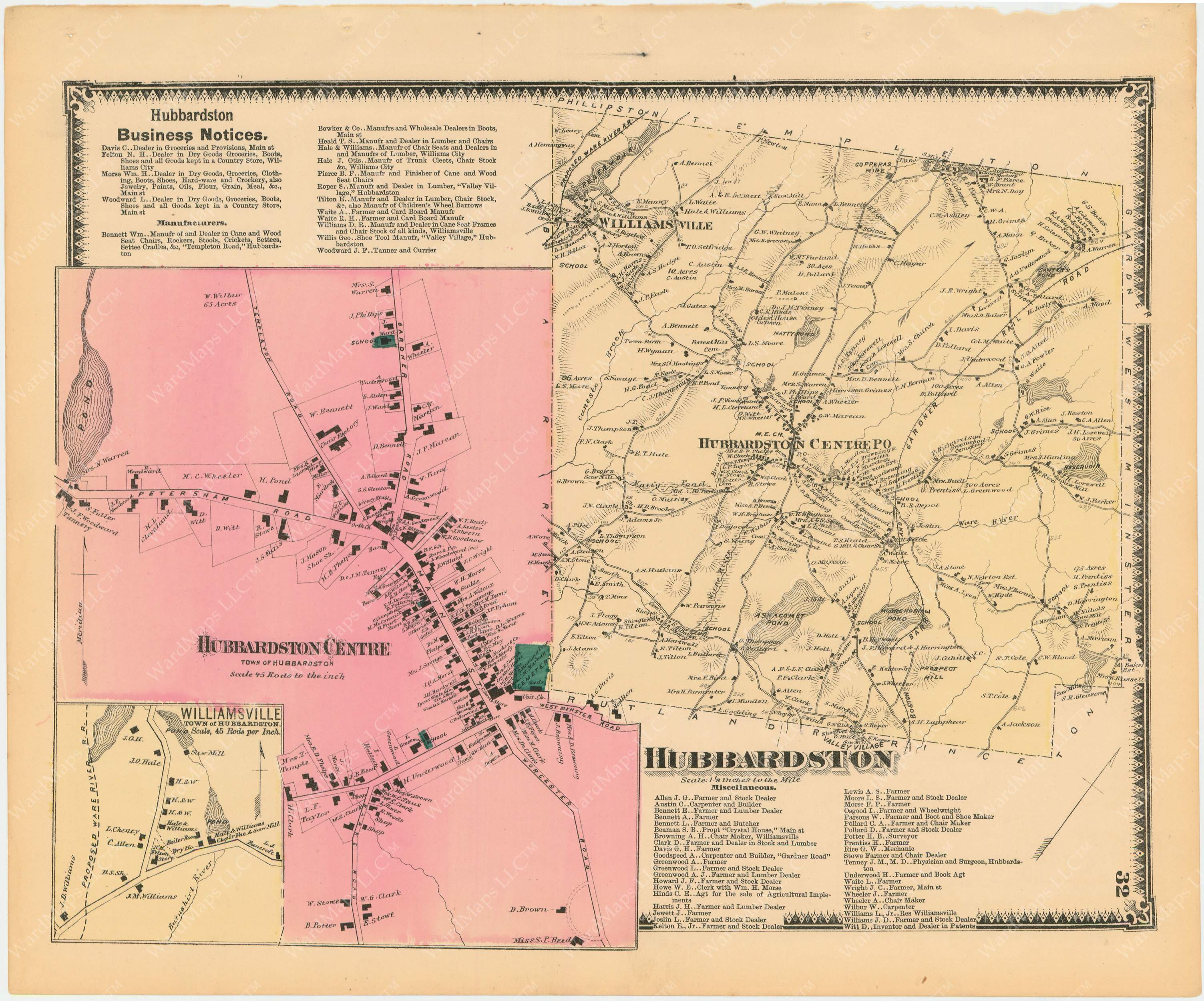 Hubbardston, Massachusetts 1870 – WardMaps LLC