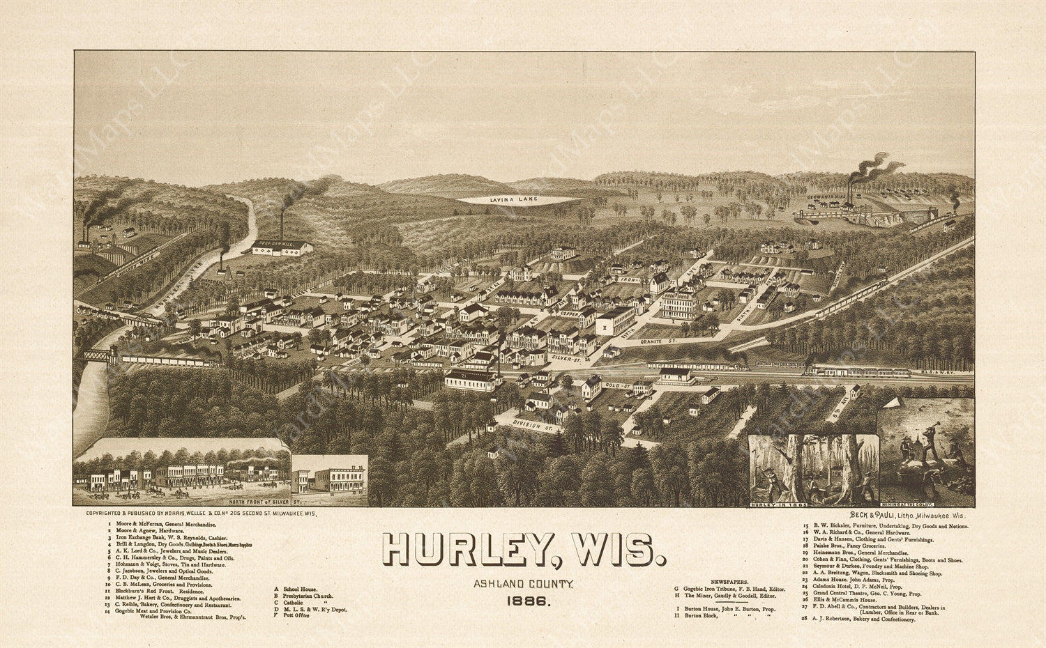 Hurley, Wisconsin 1886 – WardMaps LLC