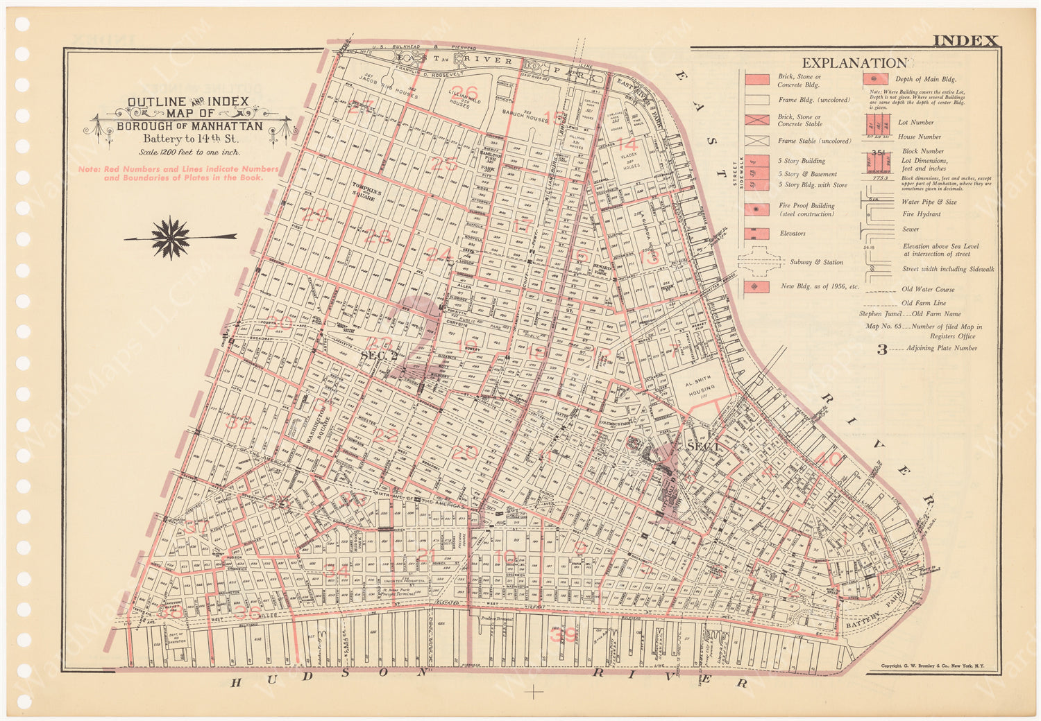 Manhattan, New York 1955 (1975) (Vol. 1) Index Map: Lower Manhattan ...
