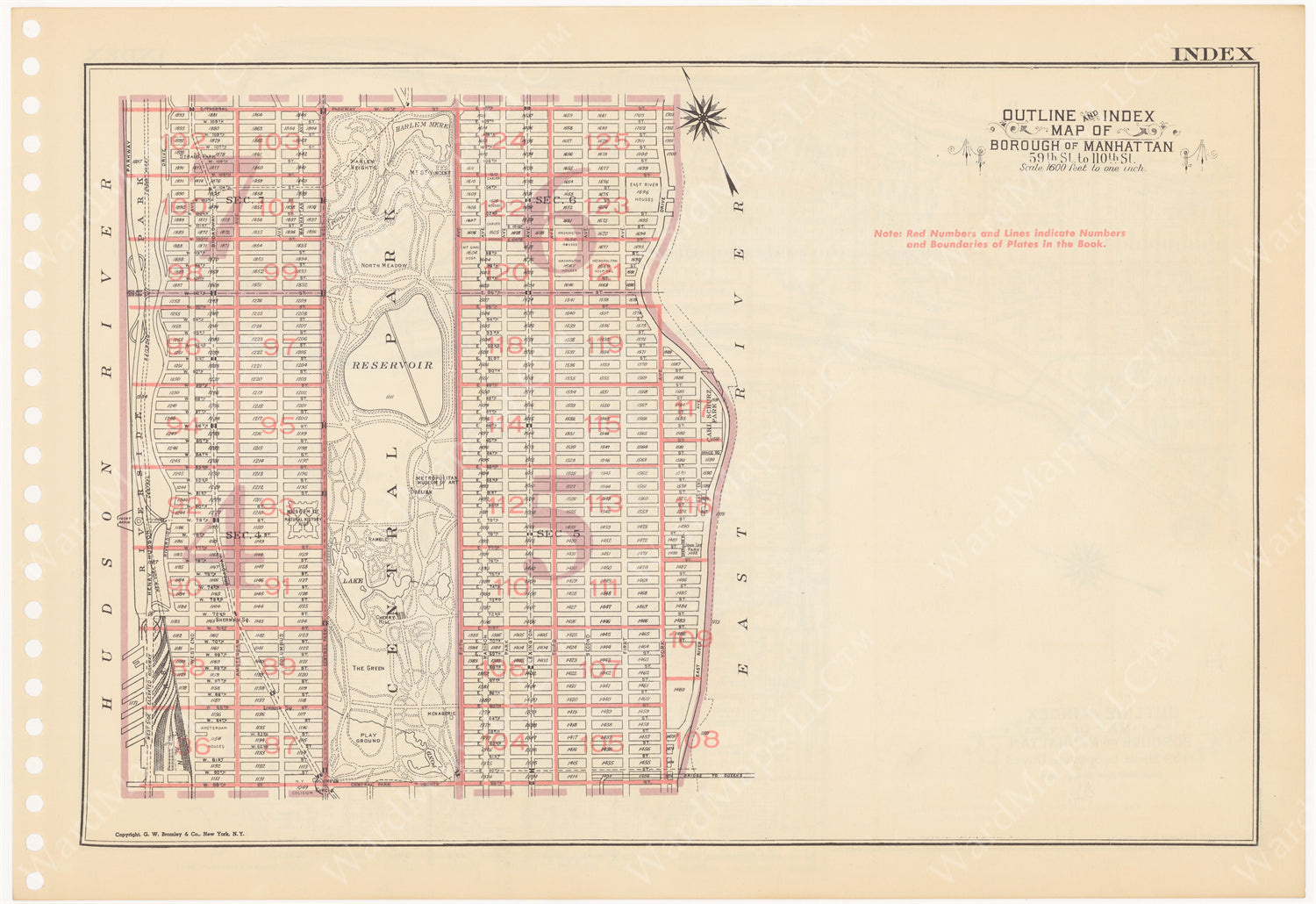 Manhattan, New York 1955 (1975) (Vol. 3) Index Map: 59th St to 110th S ...