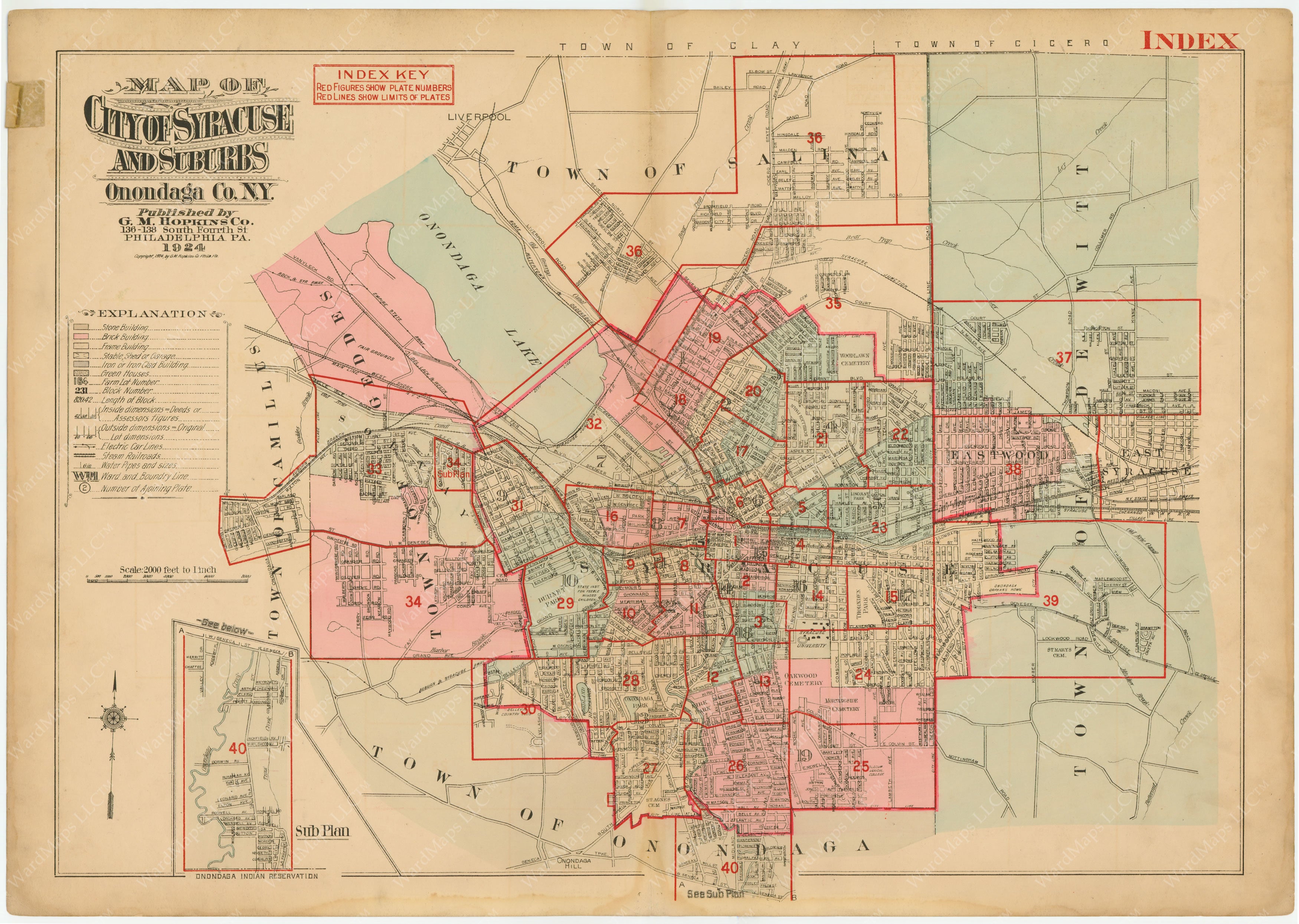 Syracuse, New York 1924 Index Map – WardMaps LLC