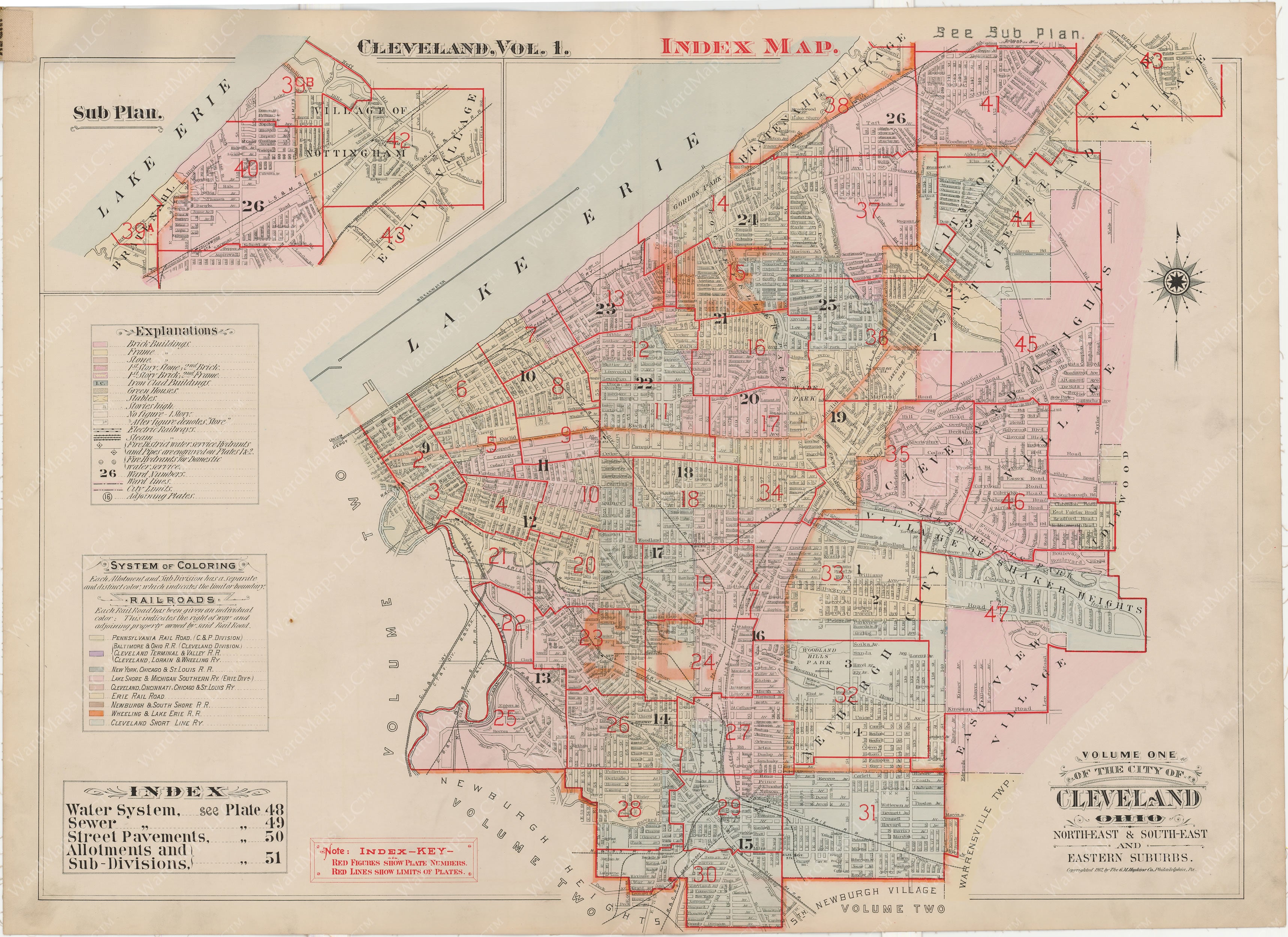 Cleveland, Ohio, Vol. 1, 1912 Index Map – WardMaps LLC