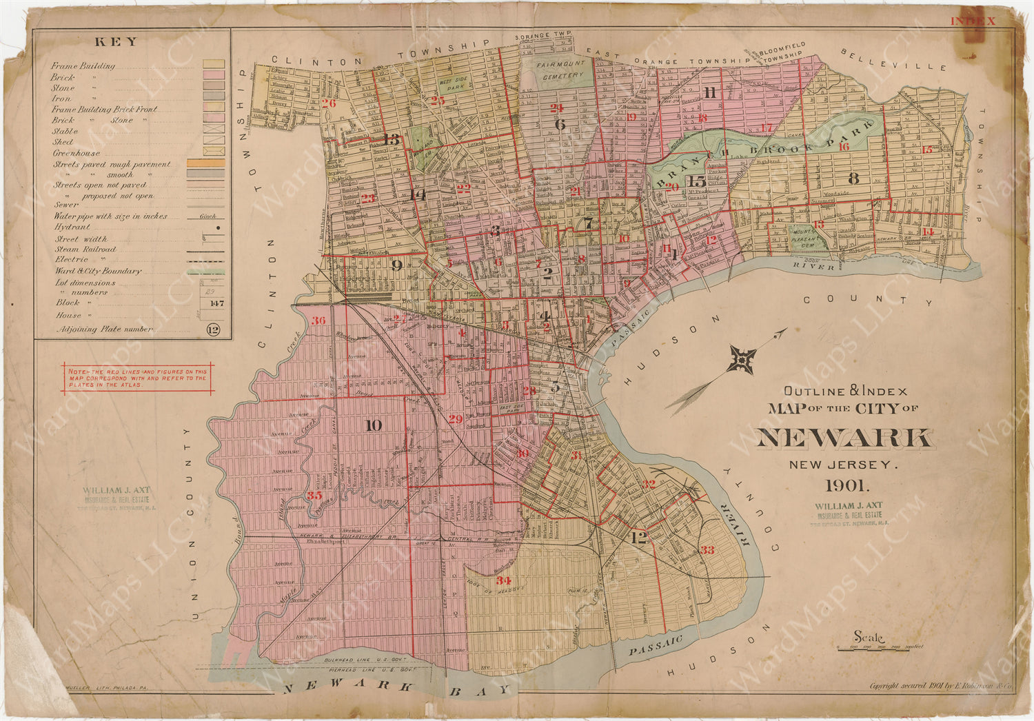 Newark, New Jersey 1901 Index Map – WardMaps LLC