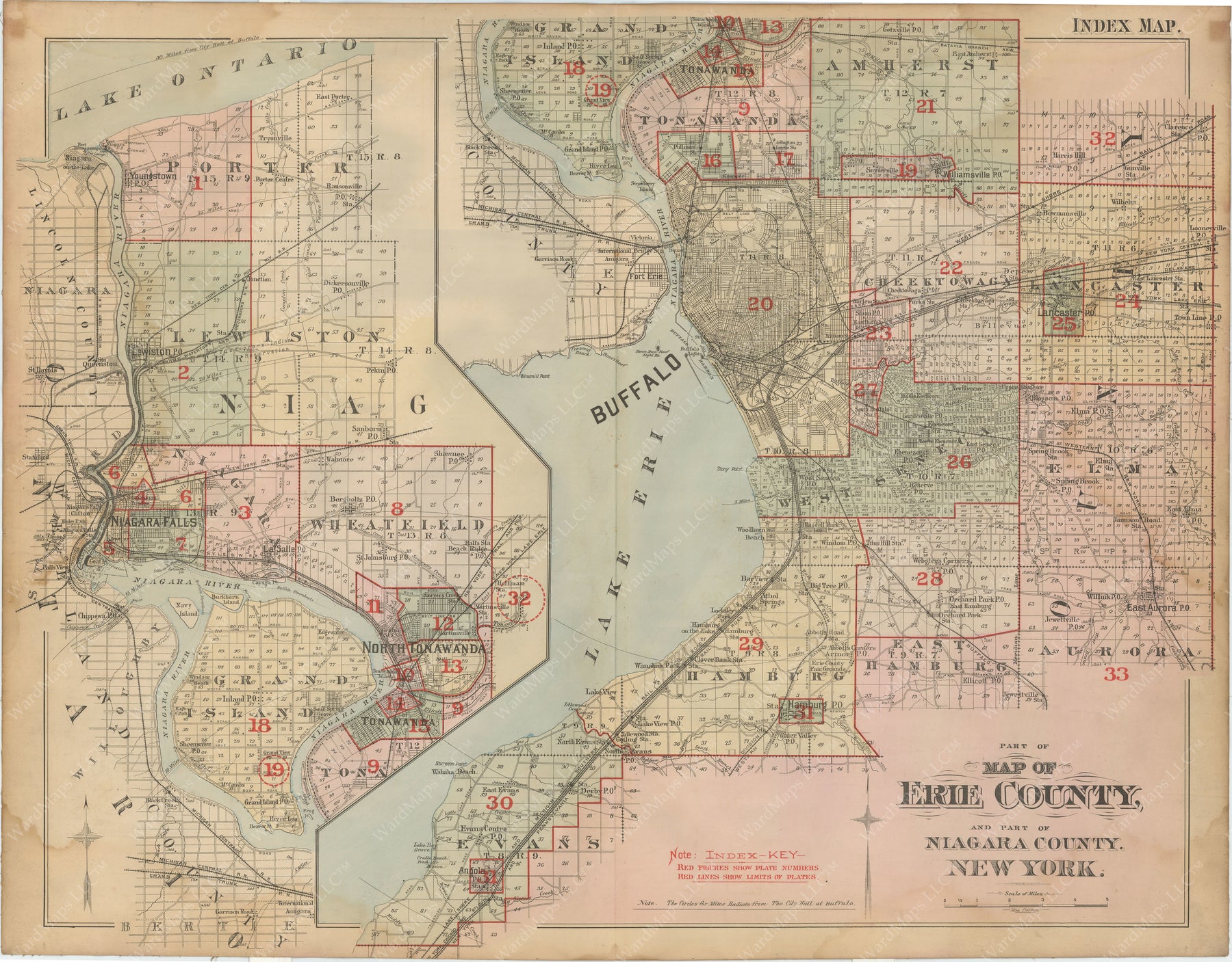 Niagara Falls, North Tonawanda, and Buffalo, New York 1893 Index Map ...
