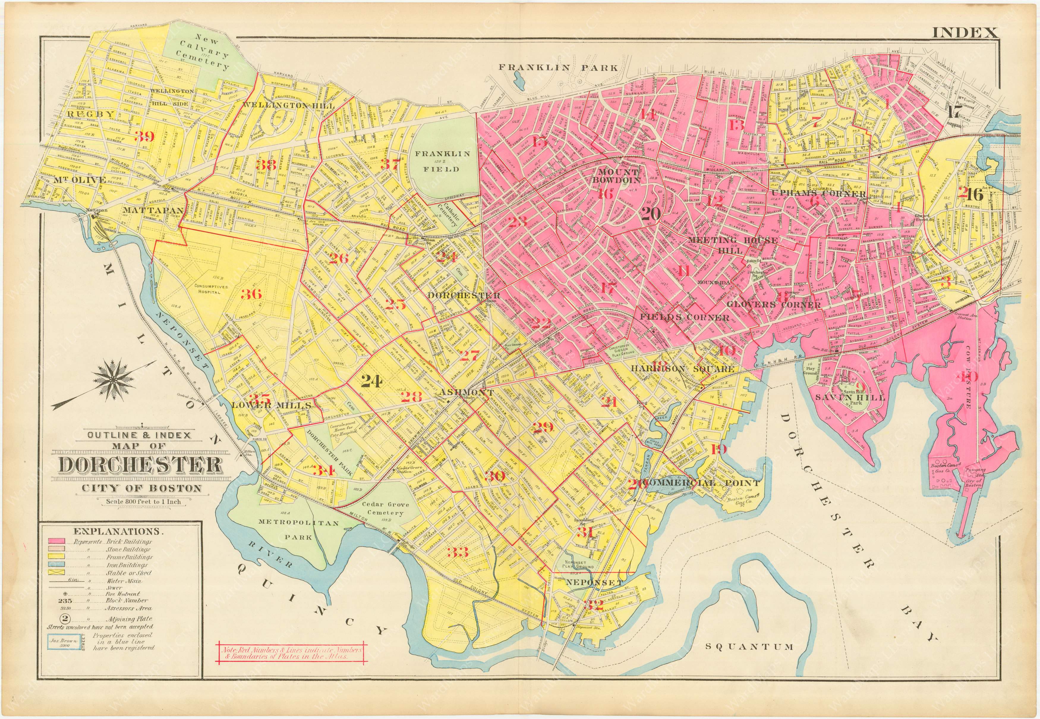 Dorchester, Massachusetts 1910 Index Plate – WardMaps LLC