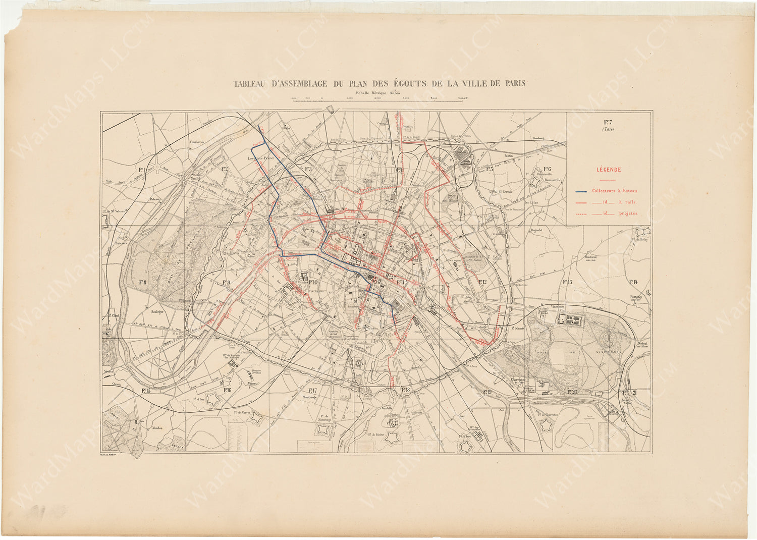 Paris, France Sewer System 1875 Index Map – WardMaps LLC
