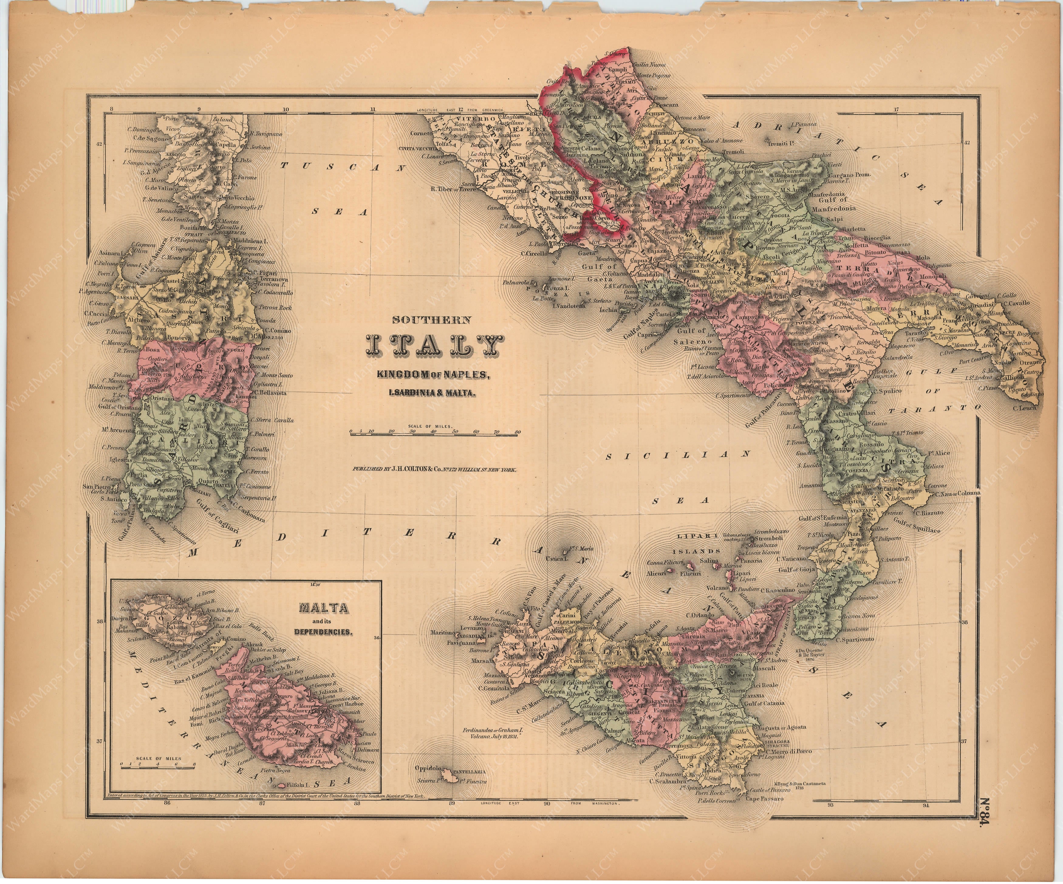 Italy (Southern Part) 1857 – WardMaps LLC