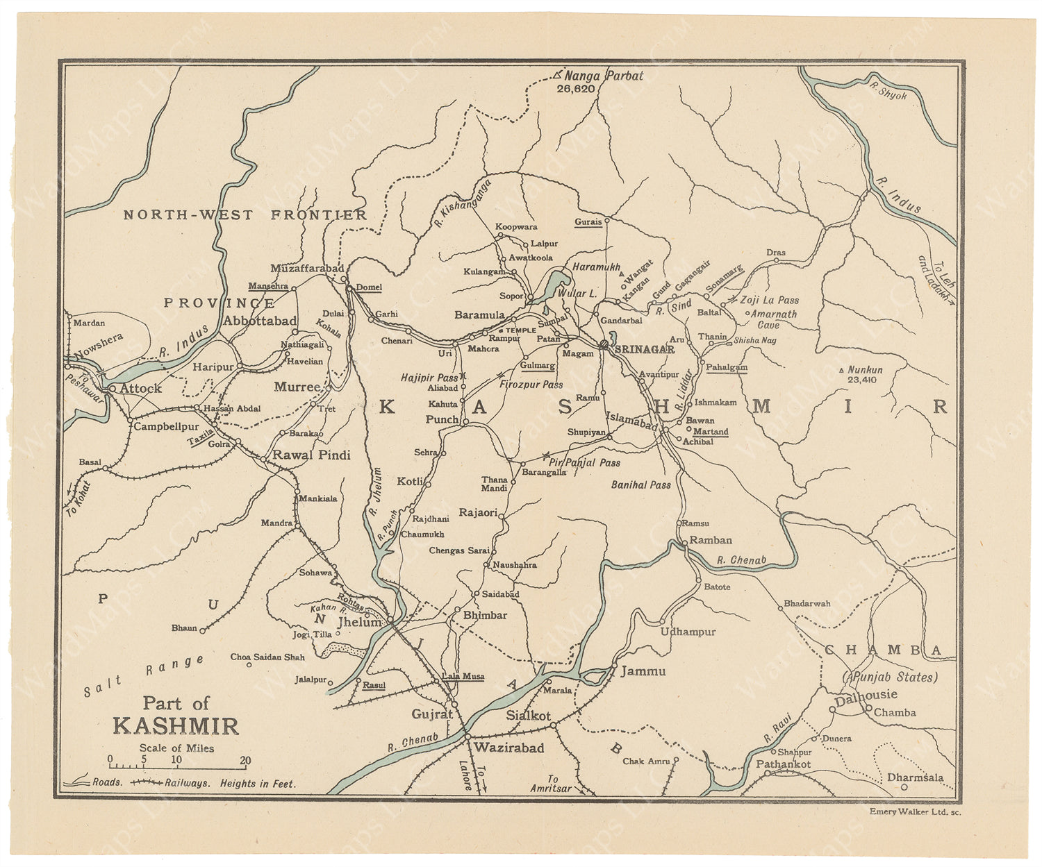 Kashmir, India and Pakistan 1953 – WardMaps LLC