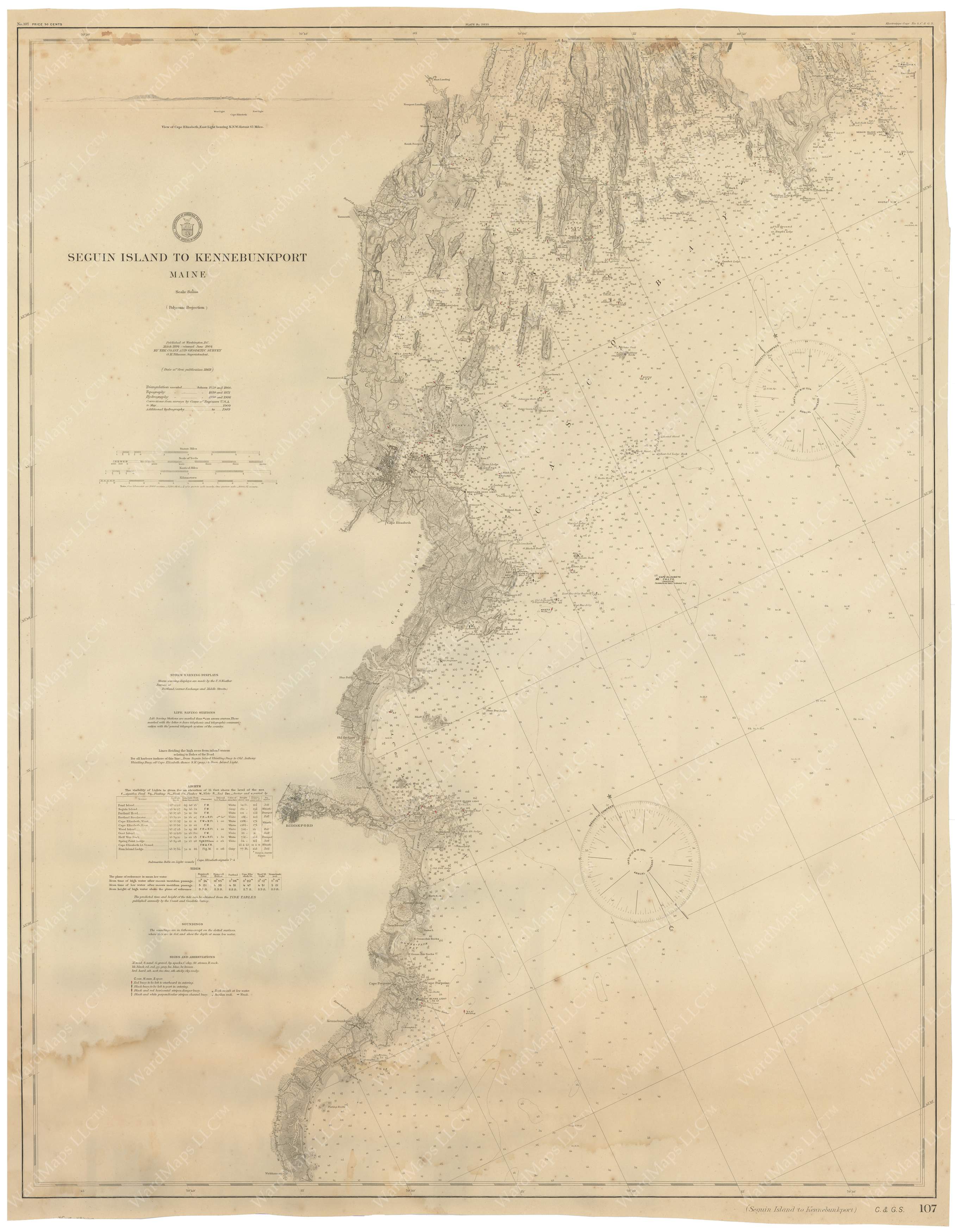 USC&GS Maine: Seguin Island to Kennebunkport 1909 – WardMaps LLC
