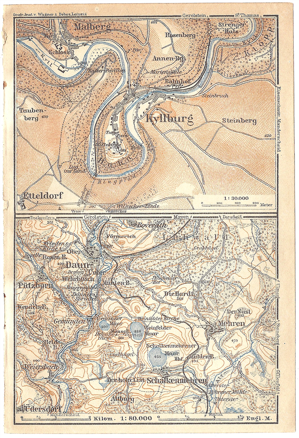 Daun and Kyllburg Regions, Germany 1911 – WardMaps LLC