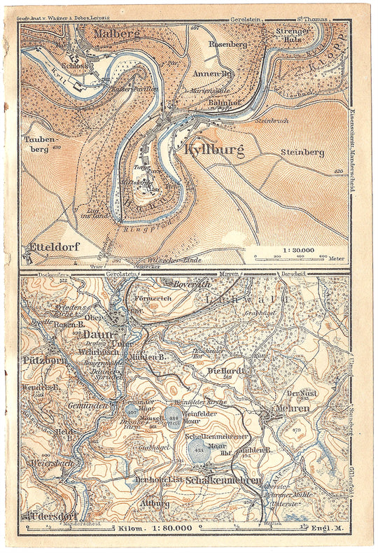 Daun and Kyllburg Regions, Germany 1911 – WardMaps LLC