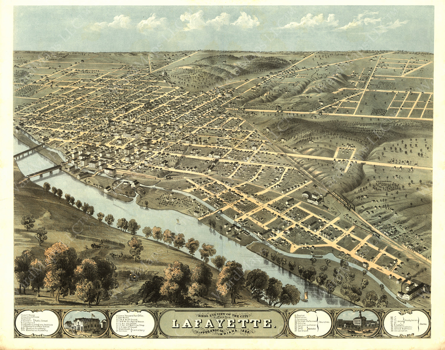 Lafayette, Indiana 1868 – WardMaps LLC