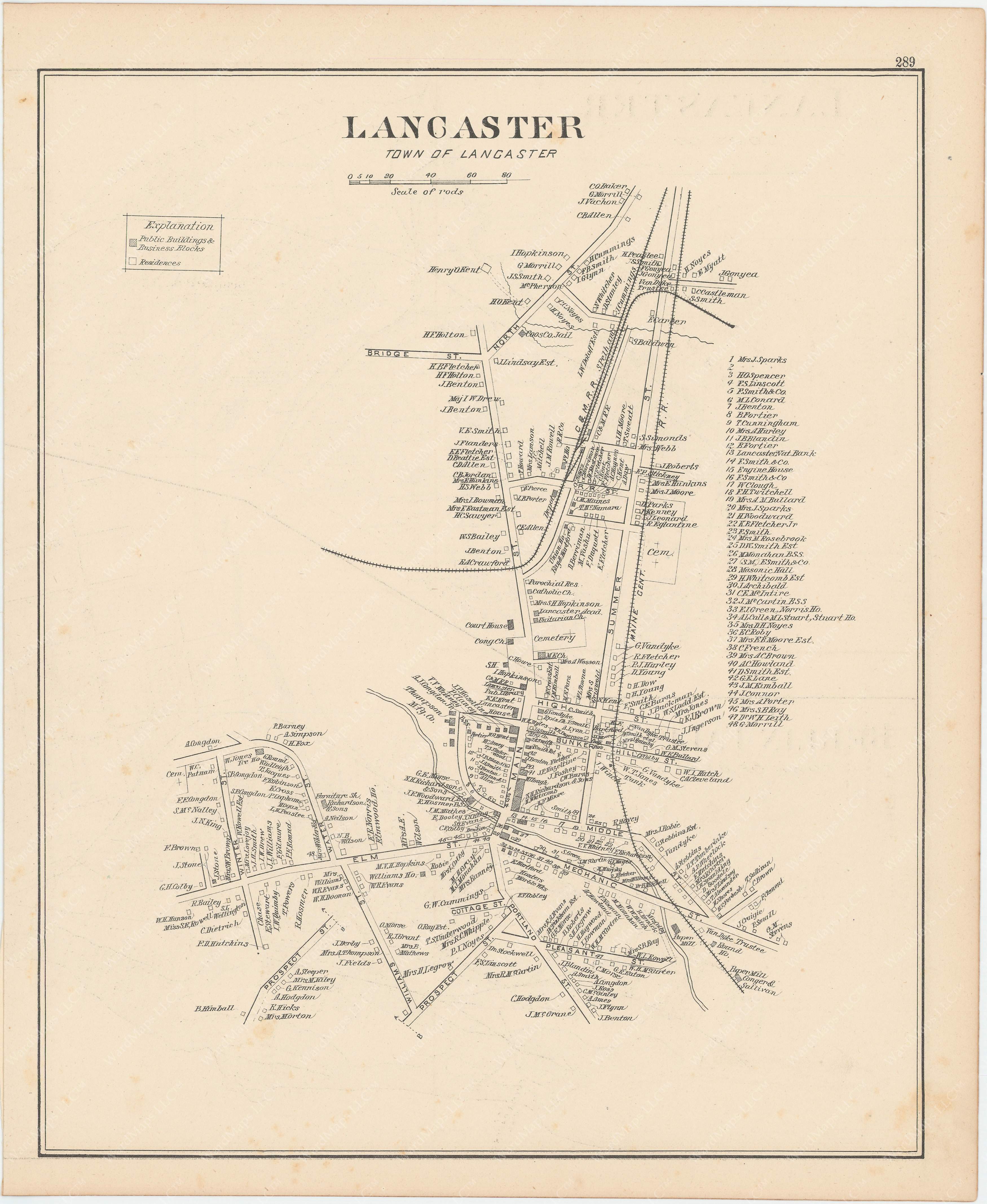 Lancaster Center, New Hampshire 1892 – WardMaps LLC