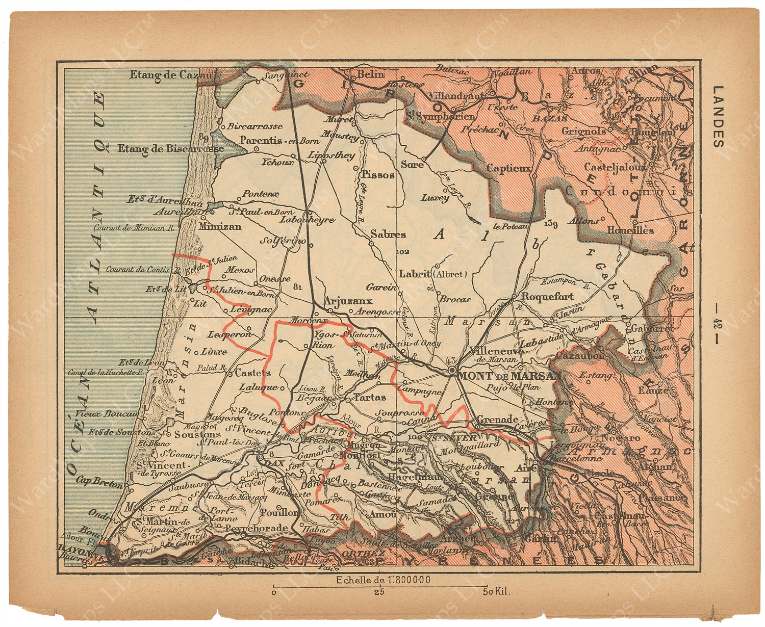 France Departments 1888: Landes – WardMaps LLC