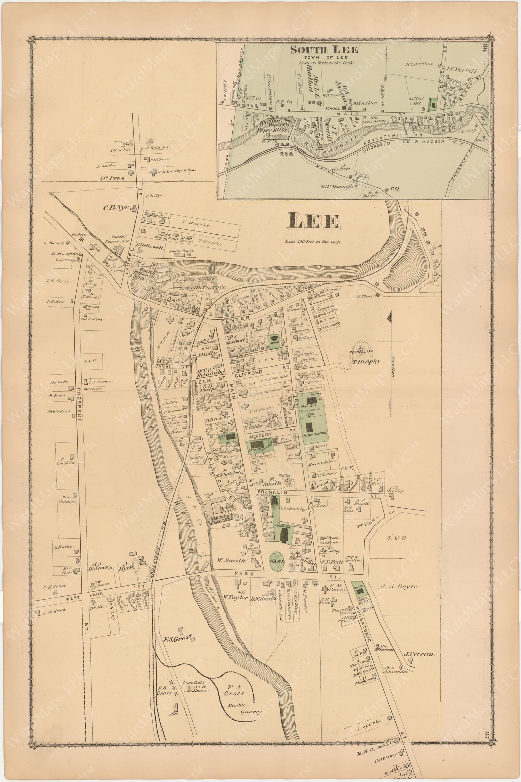 Lee, Massachusetts 1876 – WardMaps LLC