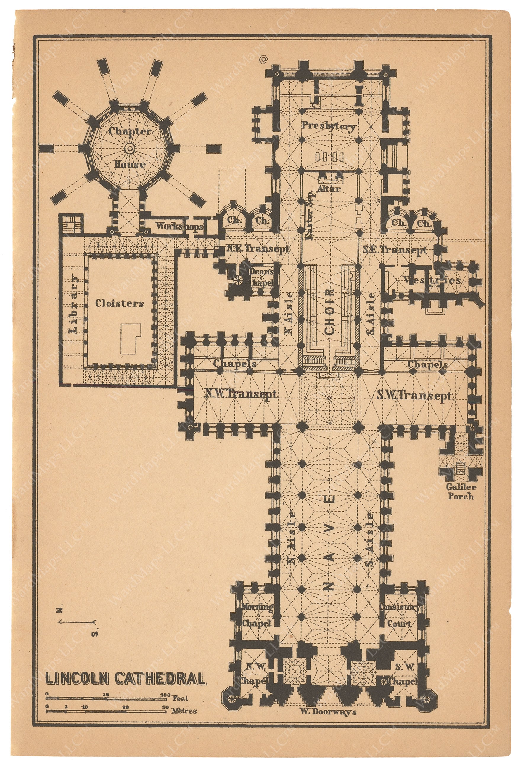 Lincoln Cathedral, England 1906 – WardMaps LLC