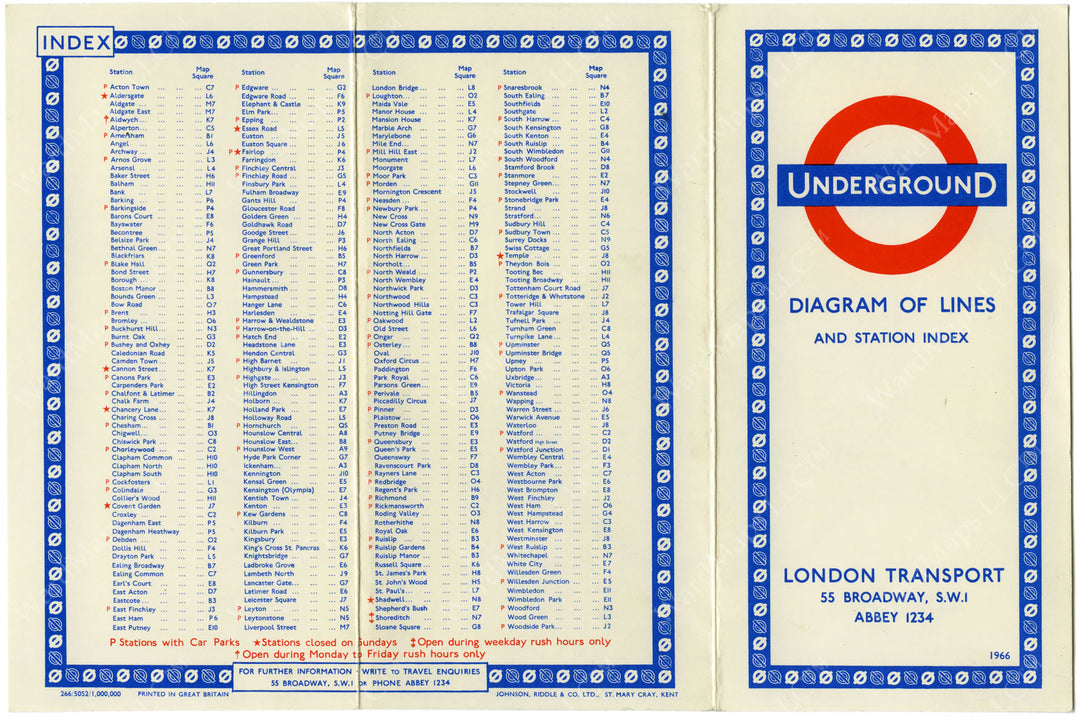 London (England) Underground 1966 – WardMaps LLC
