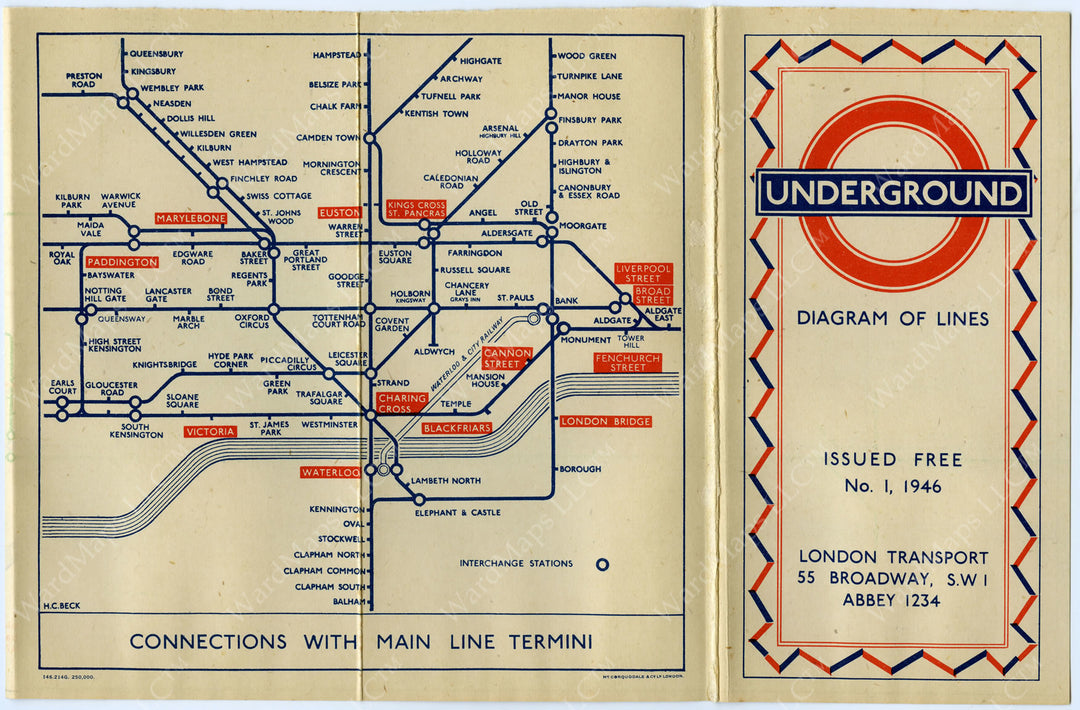 London (England) Underground 1946: Connections with Main Line Termini ...