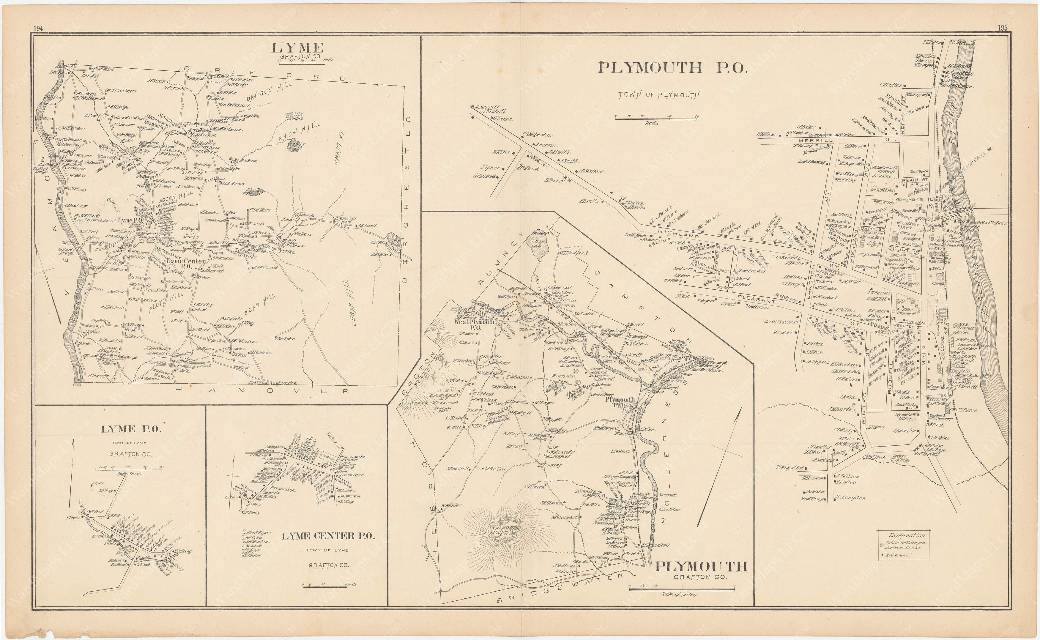 Lyme and Plymouth, New Hampshire 1892 – WardMaps LLC