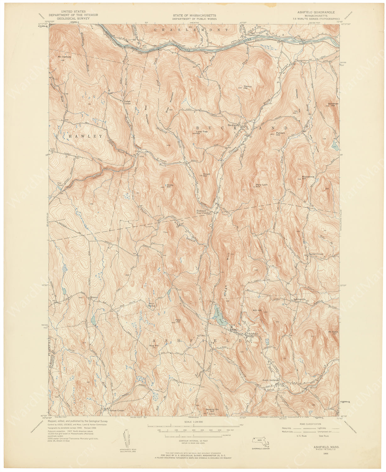 USGS Massachusetts: Ashfield Sheet 1955 – WardMaps LLC