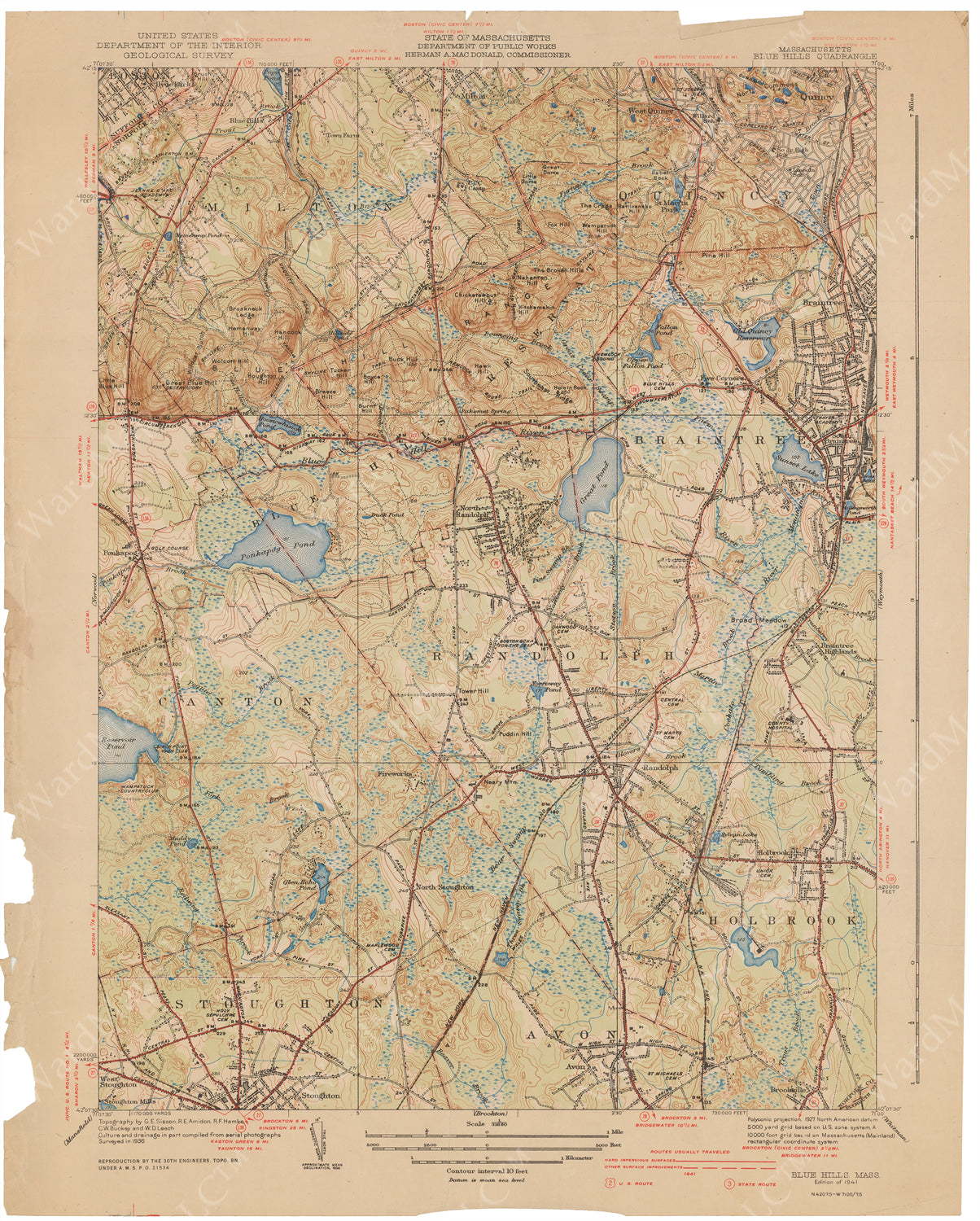 USGS Massachusetts: Blue Hills Sheet 1941 – WardMaps LLC