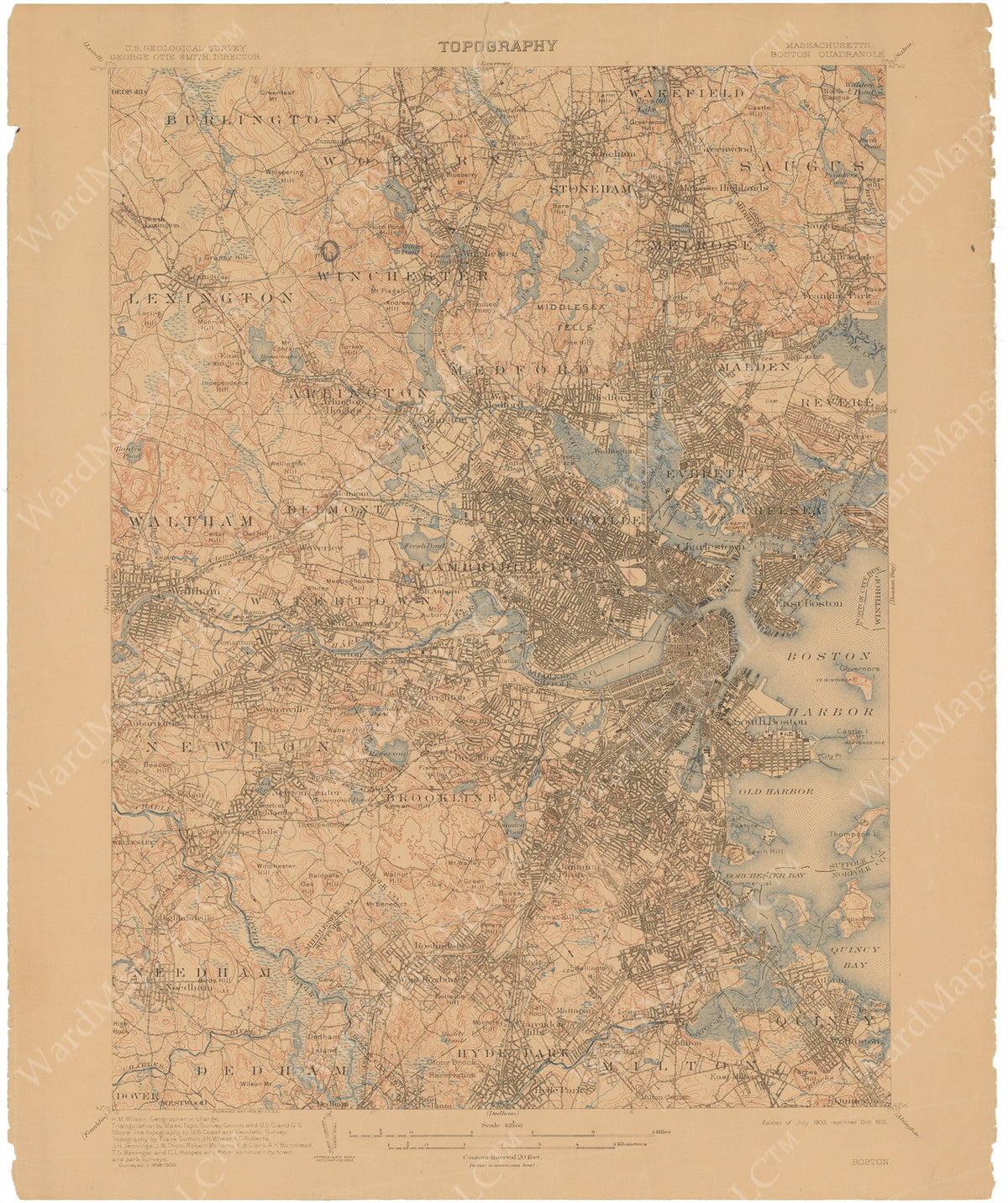 Boston, Massachusetts Topographic Maps – WardMaps LLC