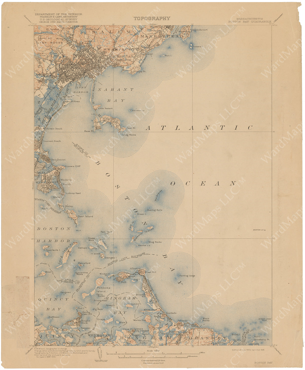 USGS Massachusetts: Boston Bay Sheet 1918 – WardMaps LLC