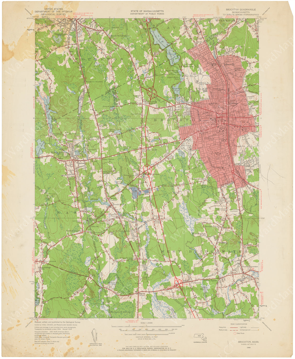 USGS Massachusetts: Brockton Sheet 1949 – WardMaps LLC
