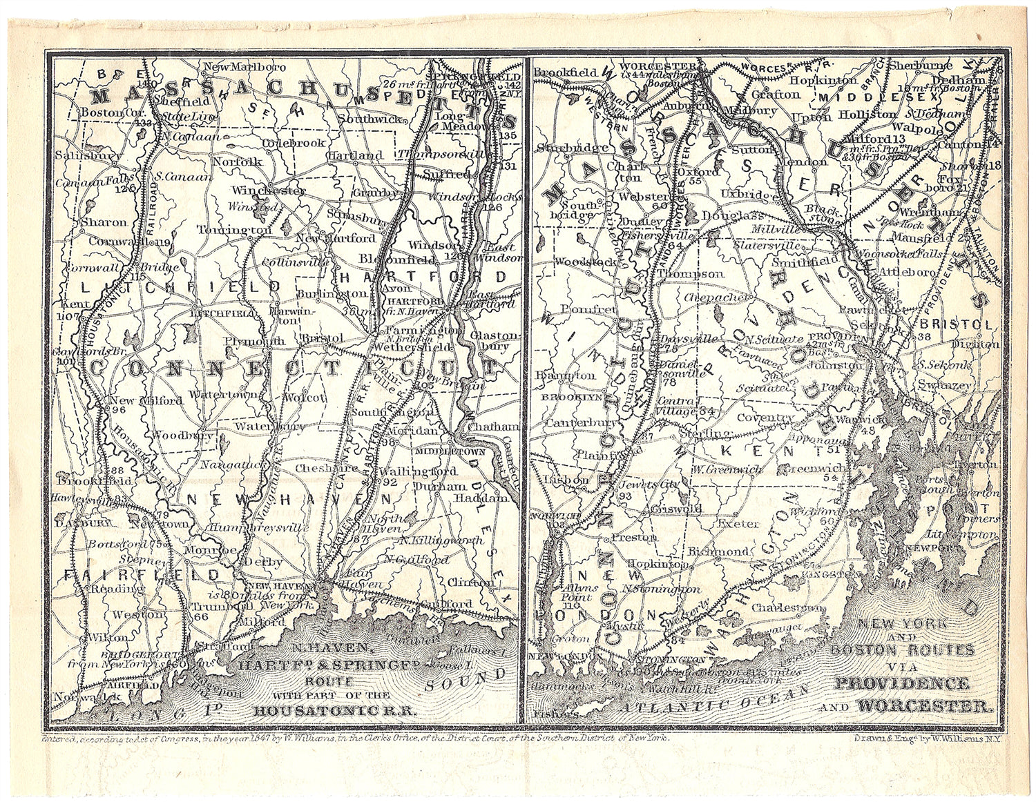 Railroads Serving Connecticut and Rhode Island 1848 – WardMaps LLC