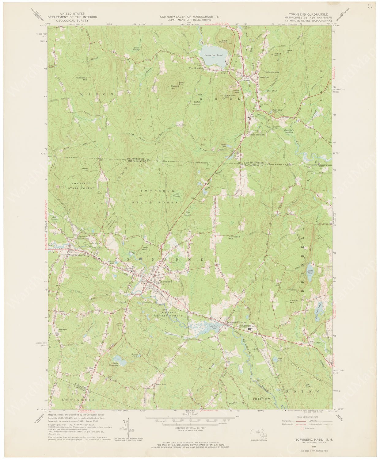 USGS Massachusetts and New Hampshire: Townsend Sheet 1965 – WardMaps LLC