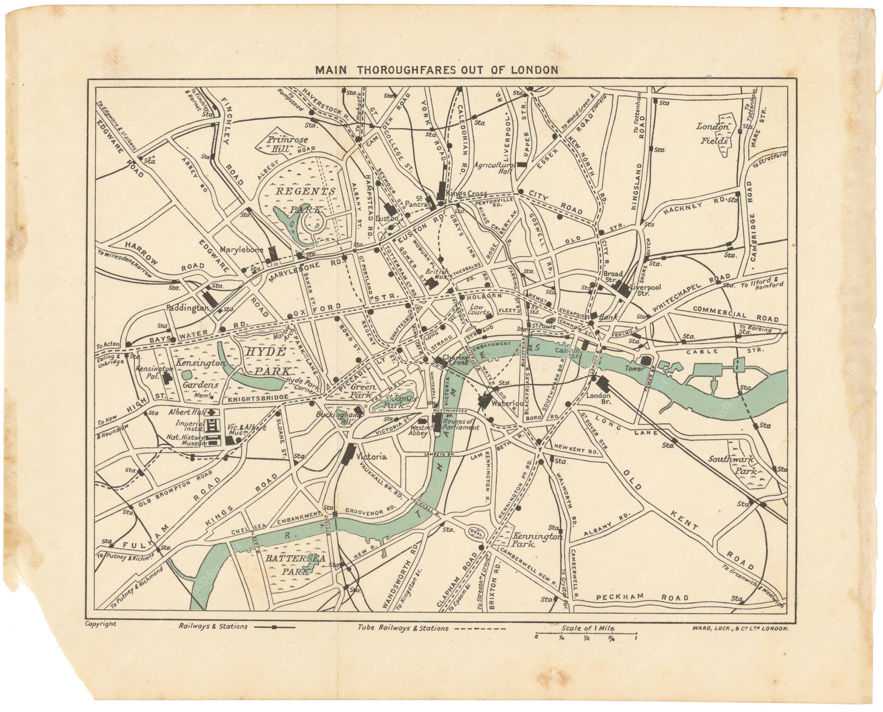 Main Thoroughfares of London, England 1912 – WardMaps LLC