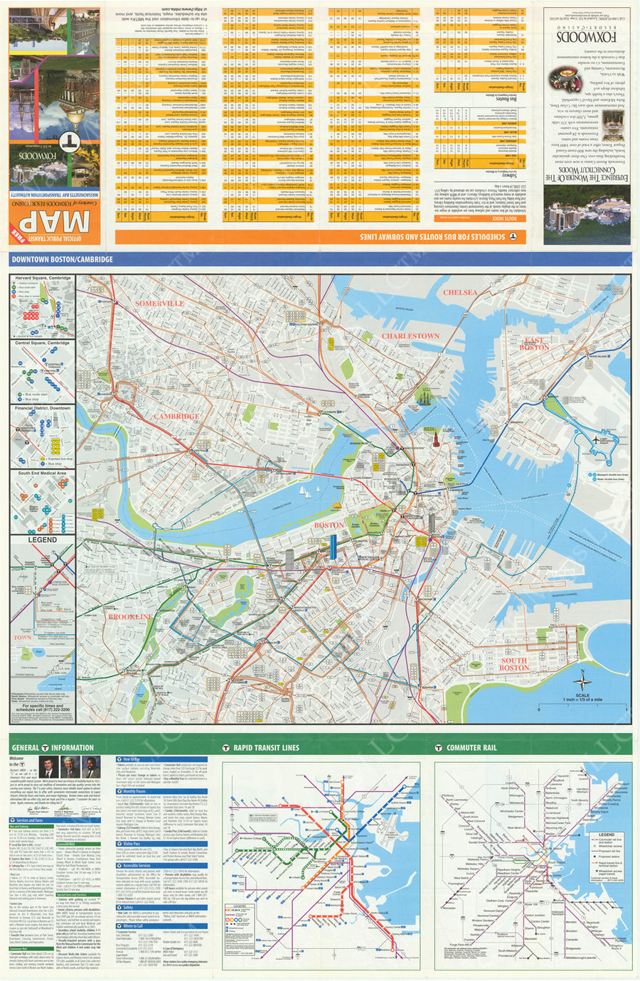 Boston, Massachusetts MBTA System Route Map 1998 (Side B) – WardMaps LLC
