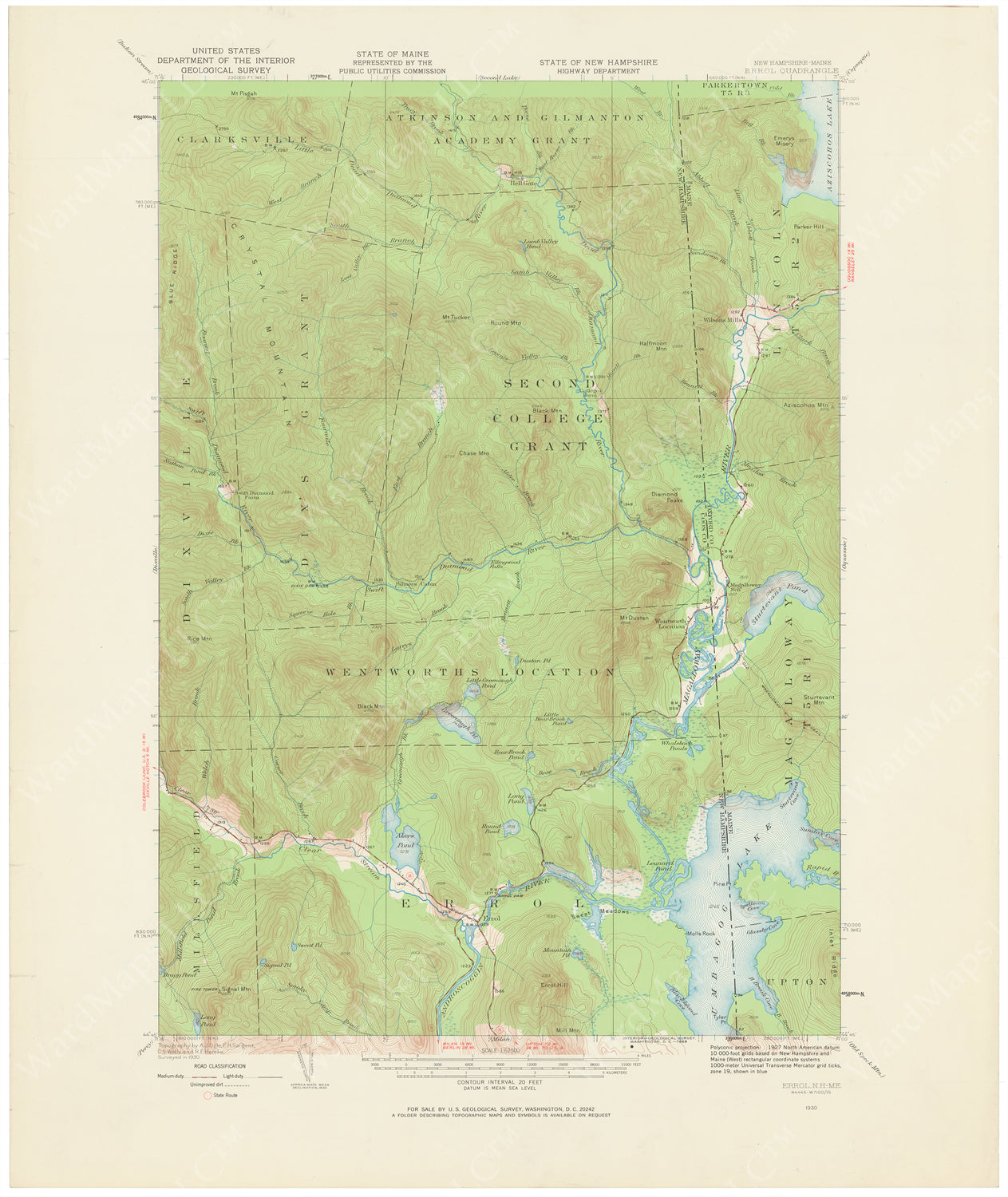 USGS Maine and New Hampshire: Erroll Sheet 1930 – WardMaps LLC