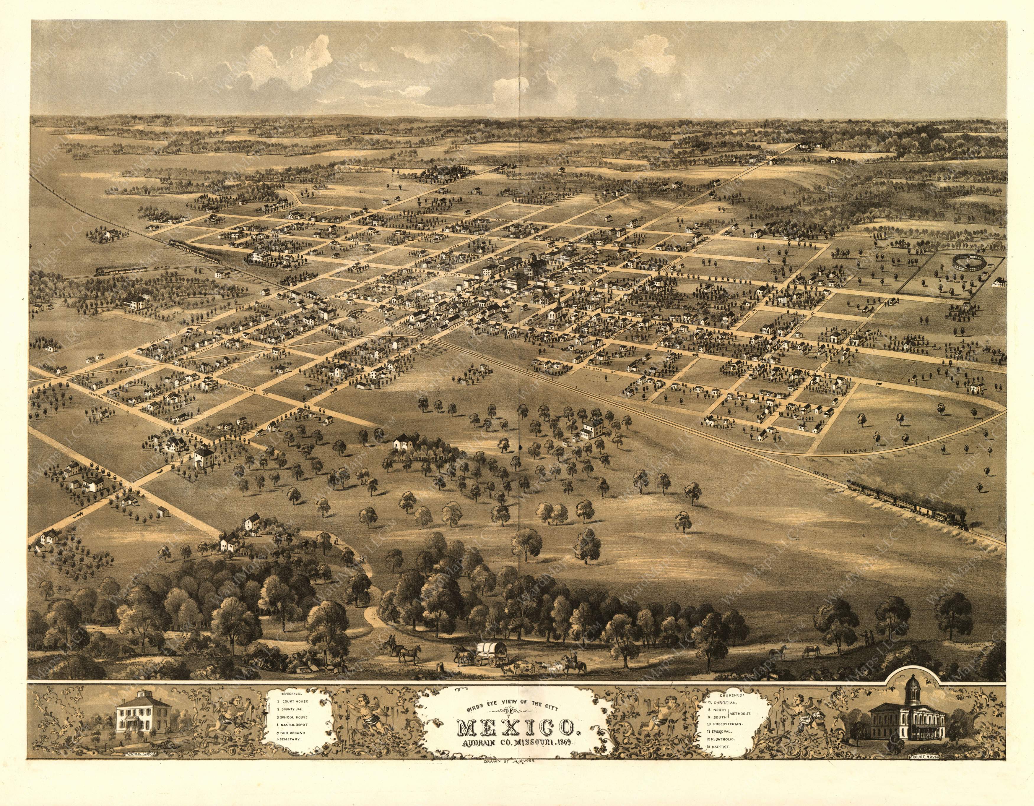Mexico, Missouri 1869 – WardMaps LLC