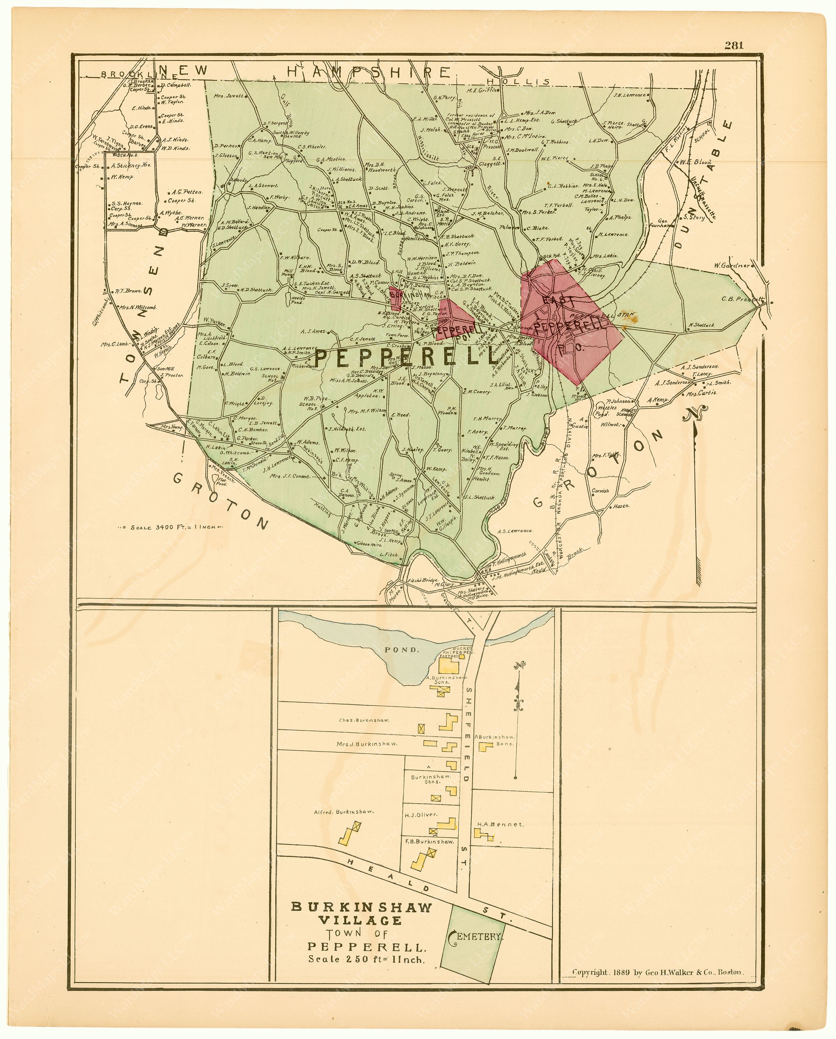 Pepperell, Massachusetts 1889 – WardMaps LLC