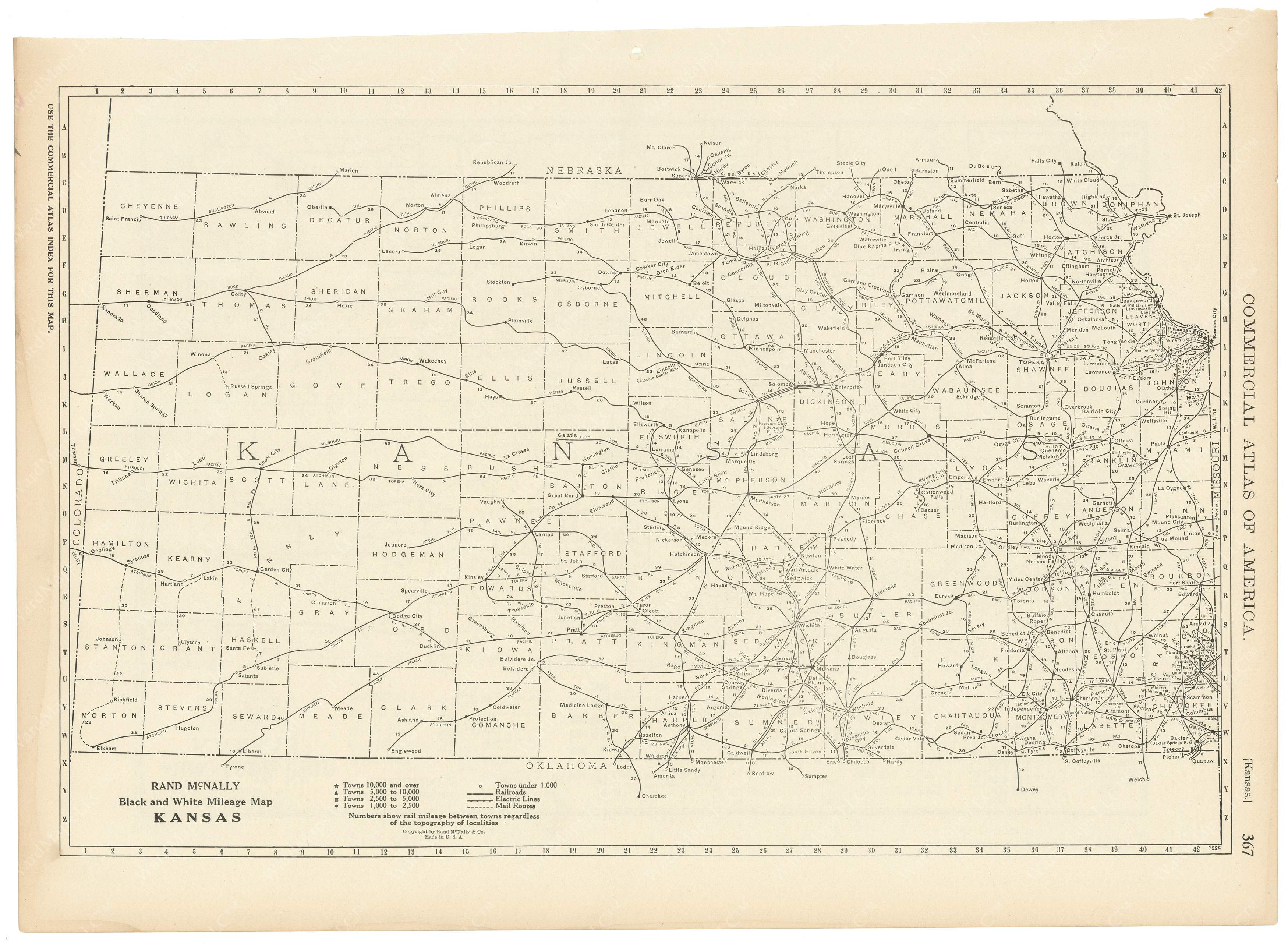 Kansas 1925: Mileage Map – WardMaps LLC