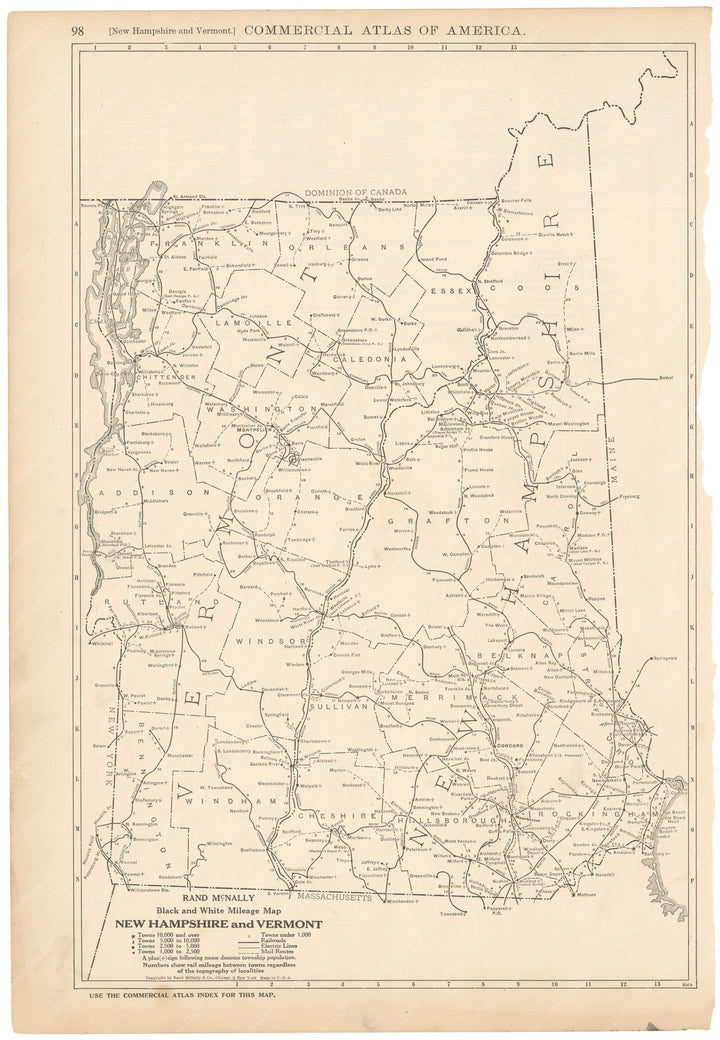 New Hampshire and Vermont 1925: Mileage Map – WardMaps LLC