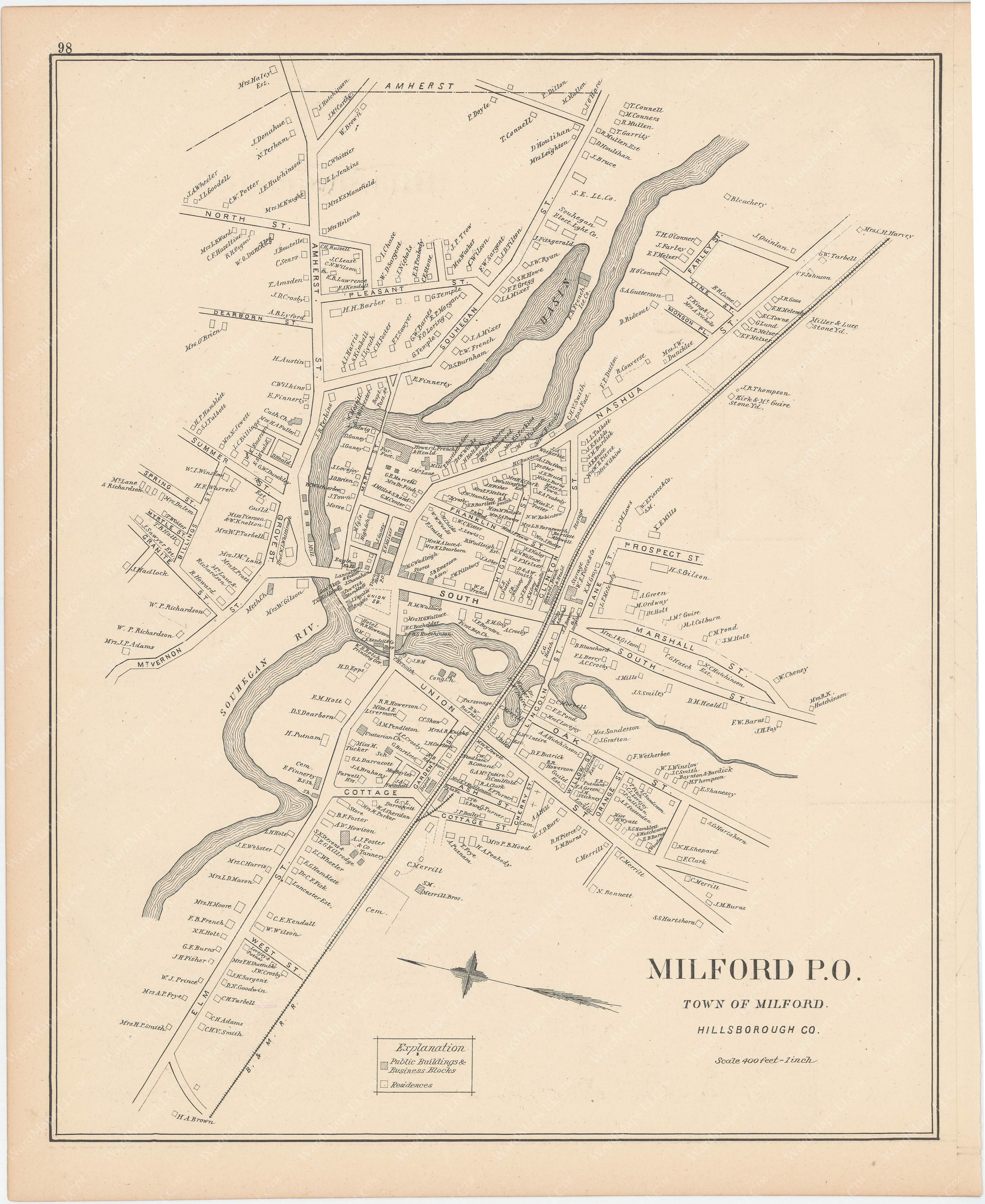 Milford Center, New Hampshire 1892 – WardMaps LLC