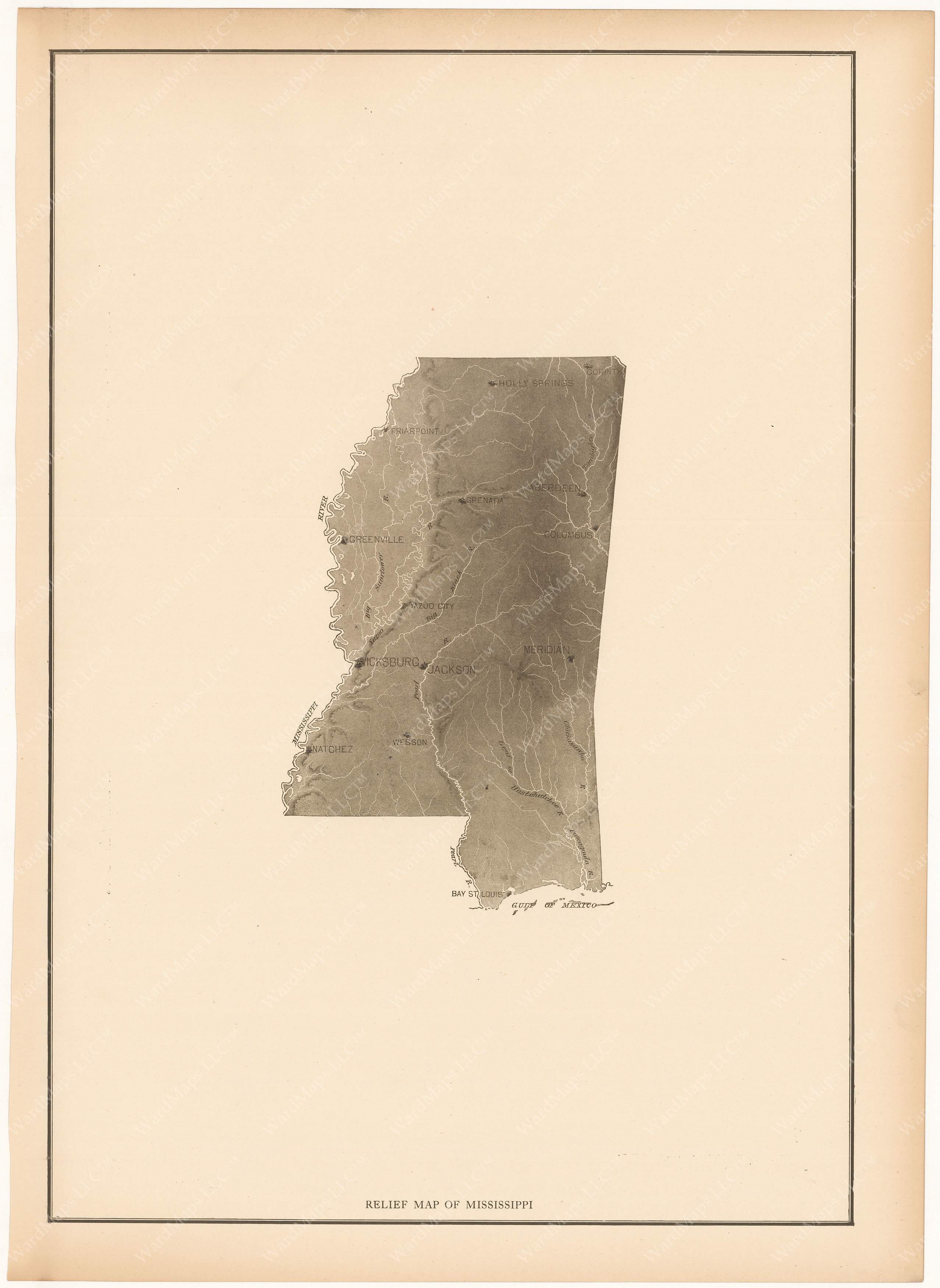 Mississippi 1912: Relief Map – WardMaps LLC