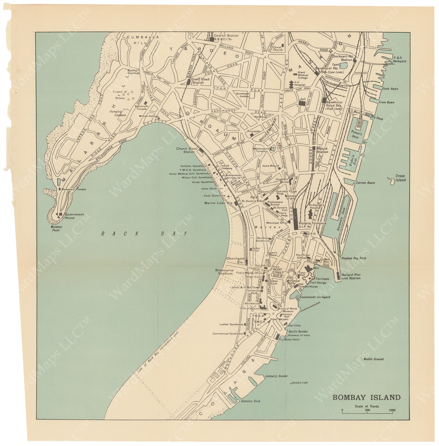 Bombay (Mumbai) Island, India 1953 – WardMaps LLC