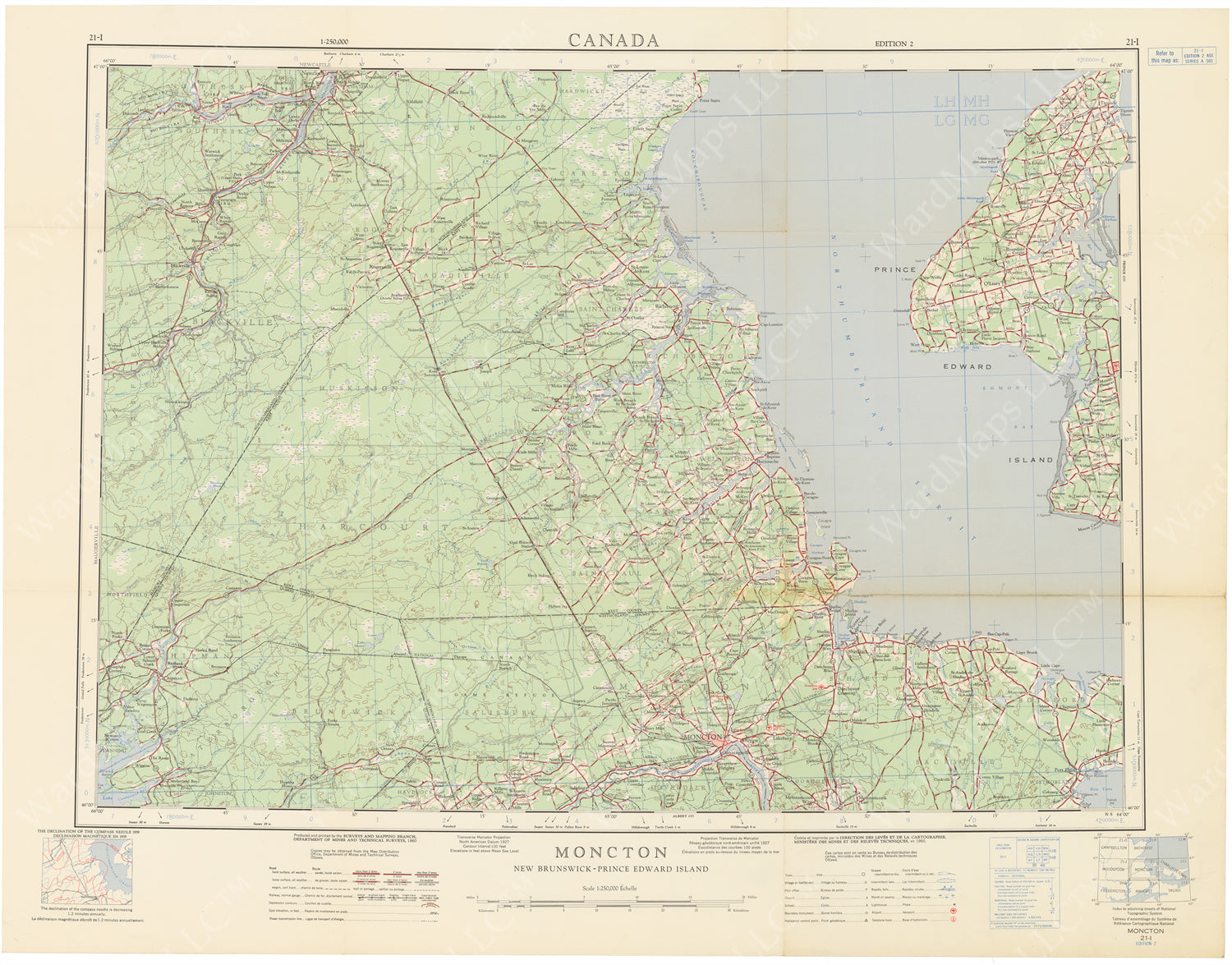 Canada 1:250,000: Moncton (New Brunswick - P.E.I.) Sheet 1960 ...