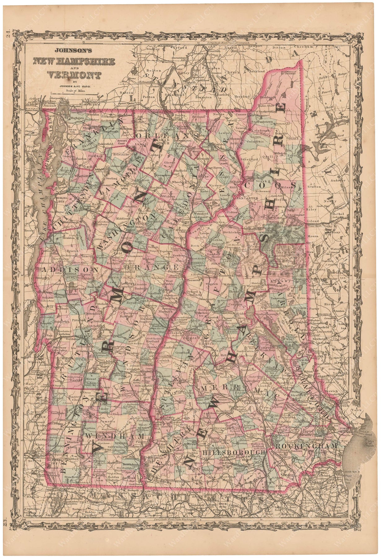 New Hampshire and Vermont 1860 – WardMaps LLC