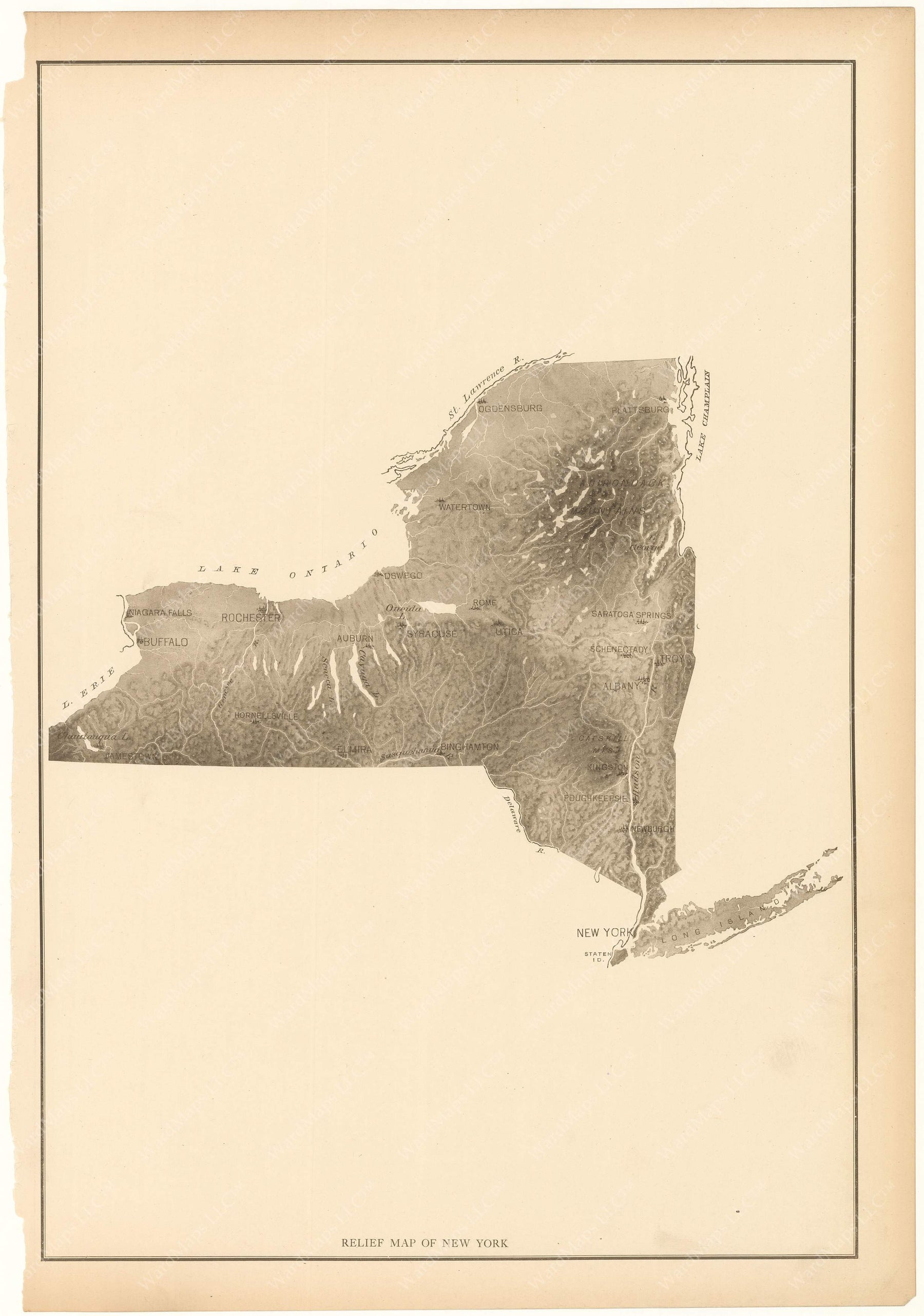 New York 1912: Relief Map – WardMaps LLC