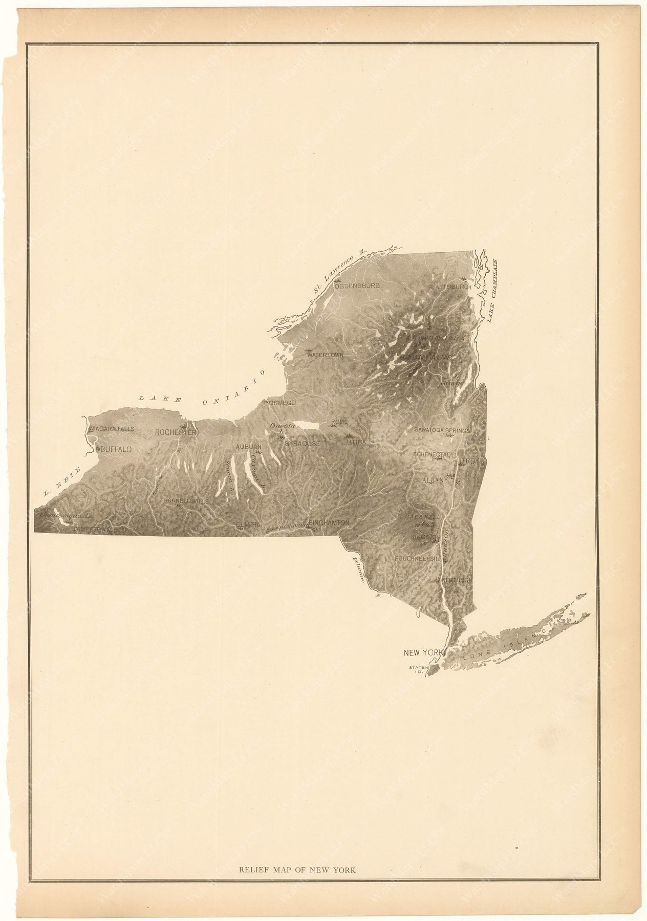 New York 1912: Relief Map – WardMaps LLC